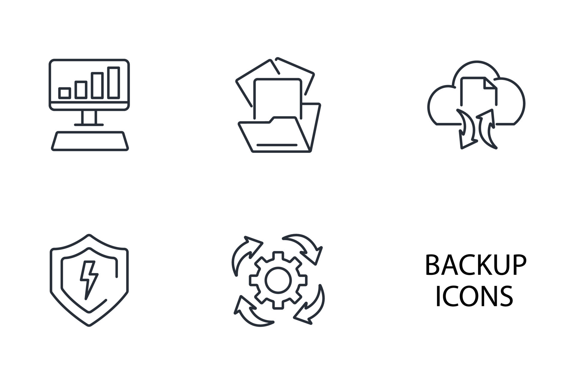 Backup Computer Systems Icons Set Backup Computer Systems Pack Symbol