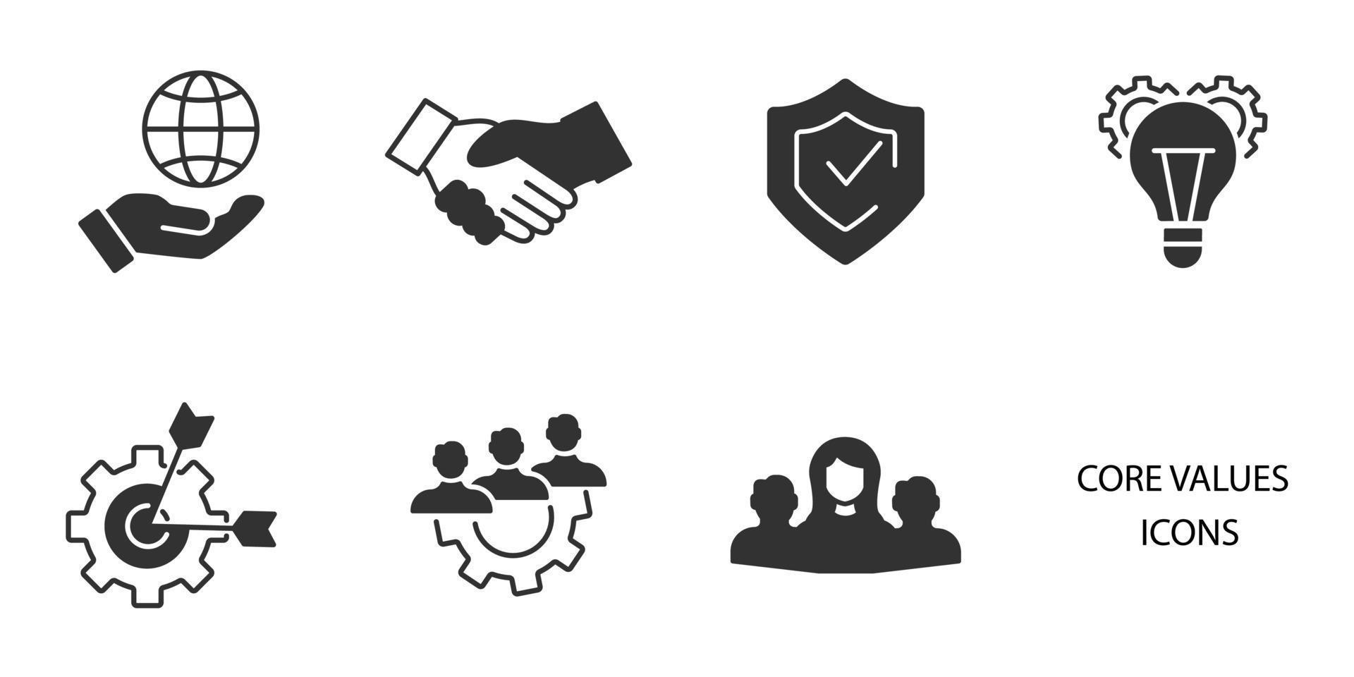 conjunto de iconos de valores fundamentales. valores centrales paquete ... conjunto de iconos de valores fundamentales. valores centrales paquete ...