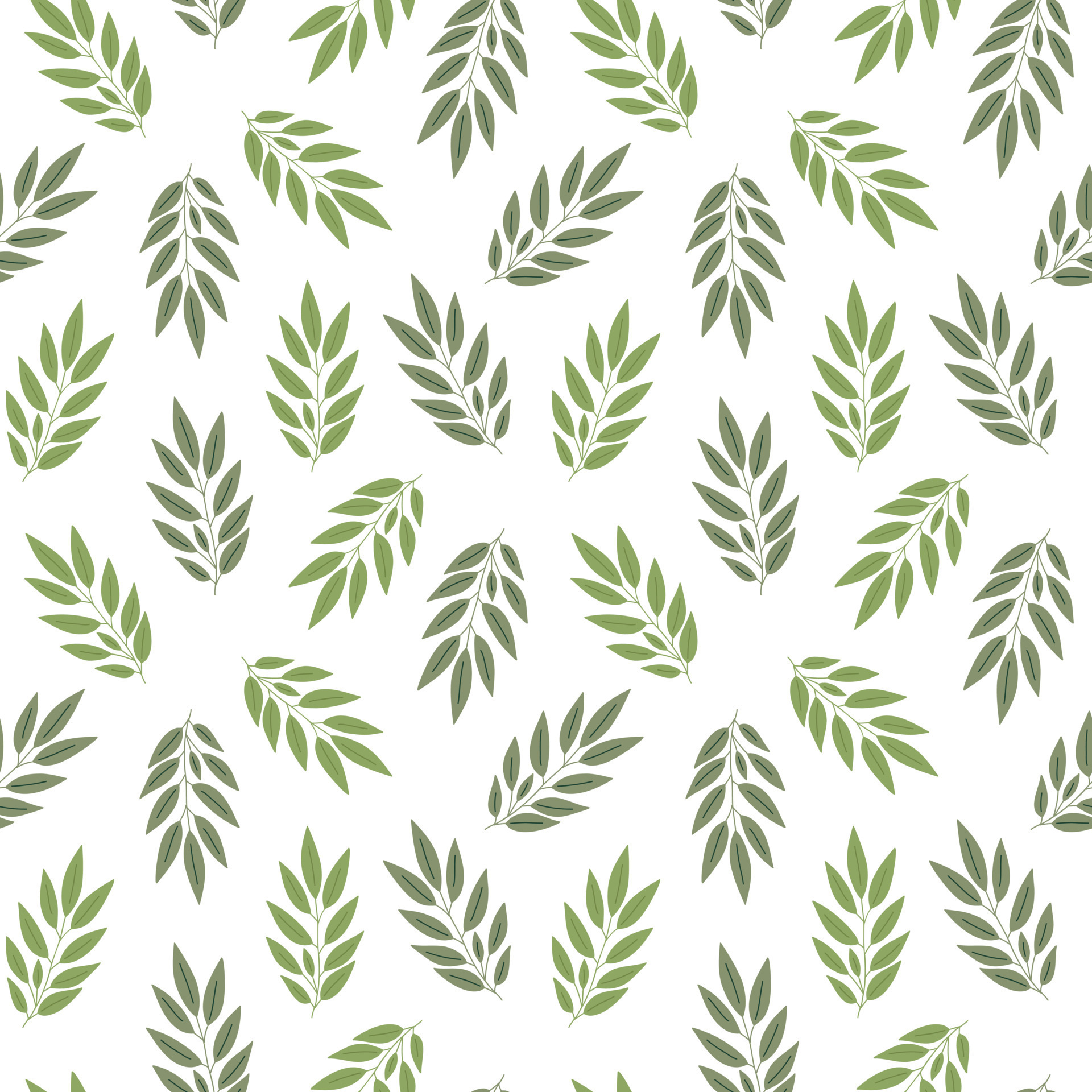 Green Leaves Seamless Pattern Vector Illustration Repeat Ornament For