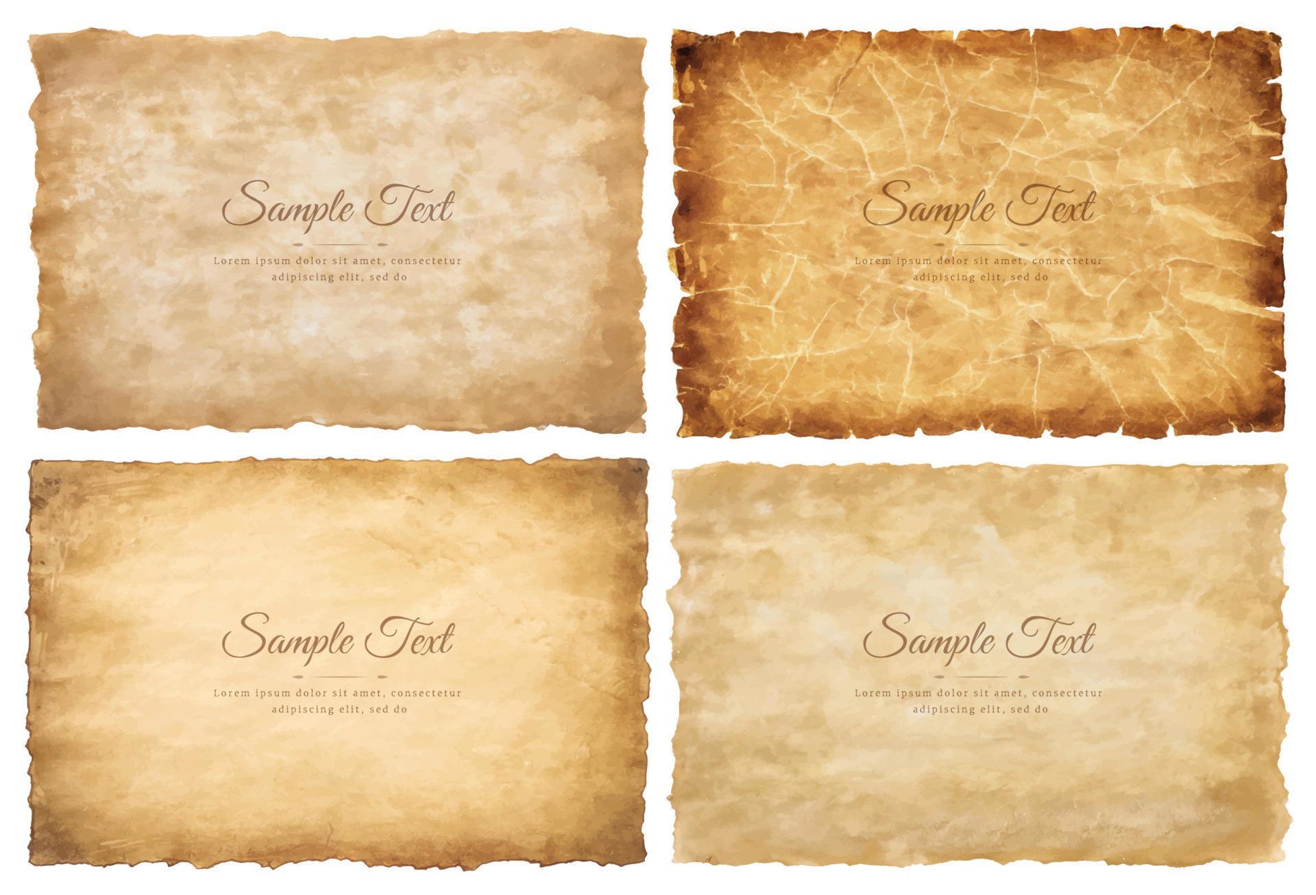 Vector collection set old parchment paper sheet vintage aged or texture ...