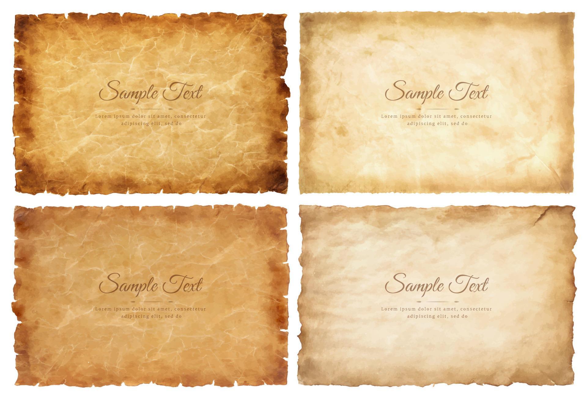Vector collection set old parchment paper sheet vintage aged or texture ...