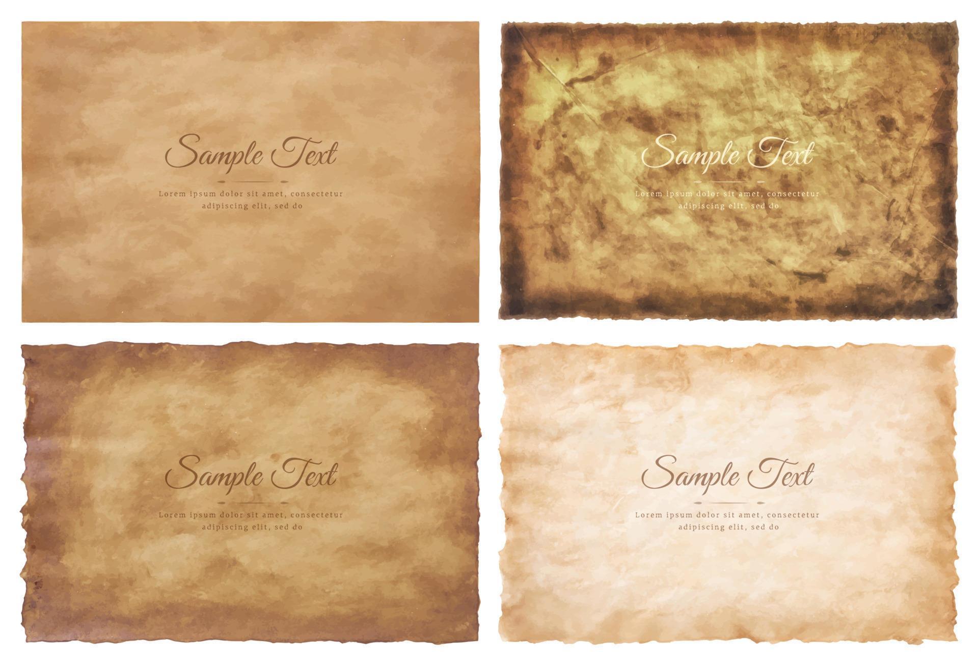 Vector collection set old parchment paper sheet vintage aged or texture ...