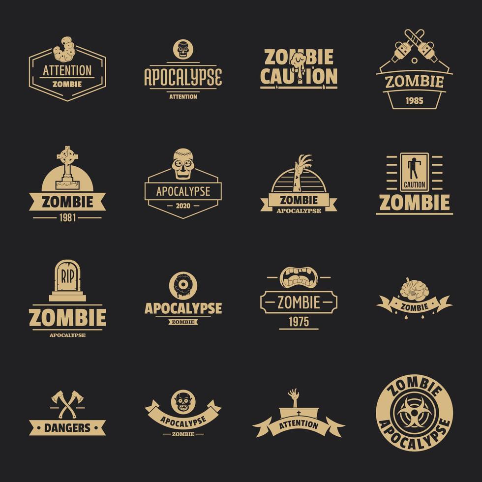 Zombie logo icons set, simple style 8778501 Vector Art at Vecteezy