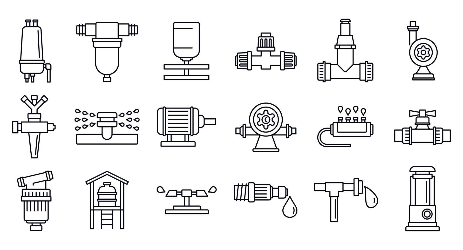 Agricultural Irrigation System Icon Set Outline Style 8790593 Vector