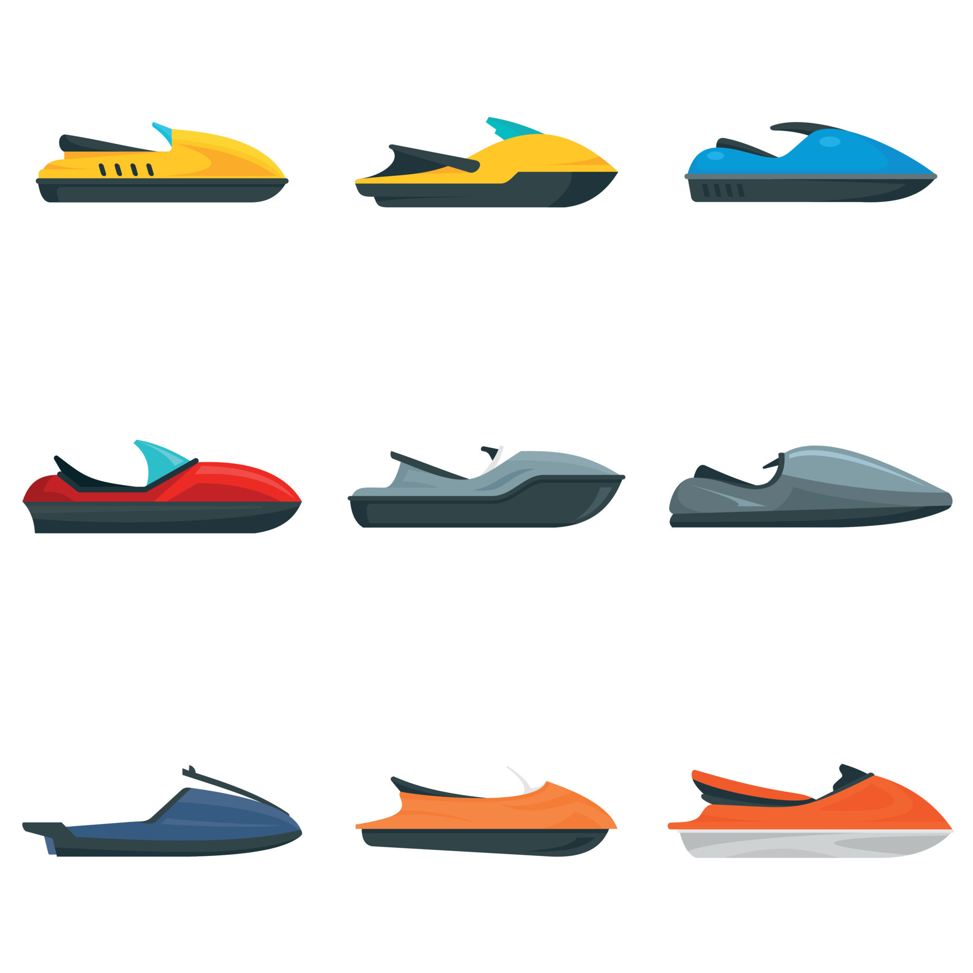 Jet ski icons set, flat style 8790993 Vector Art at Vecteezy