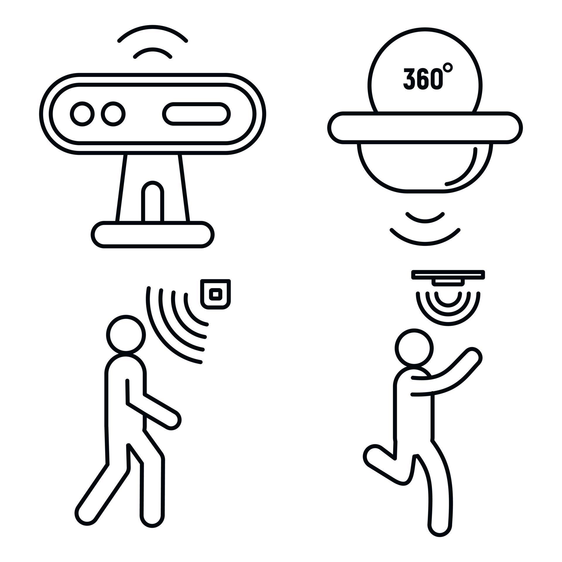 Motion sensor detector icons set, outline style 8791872 Vector Art at ...