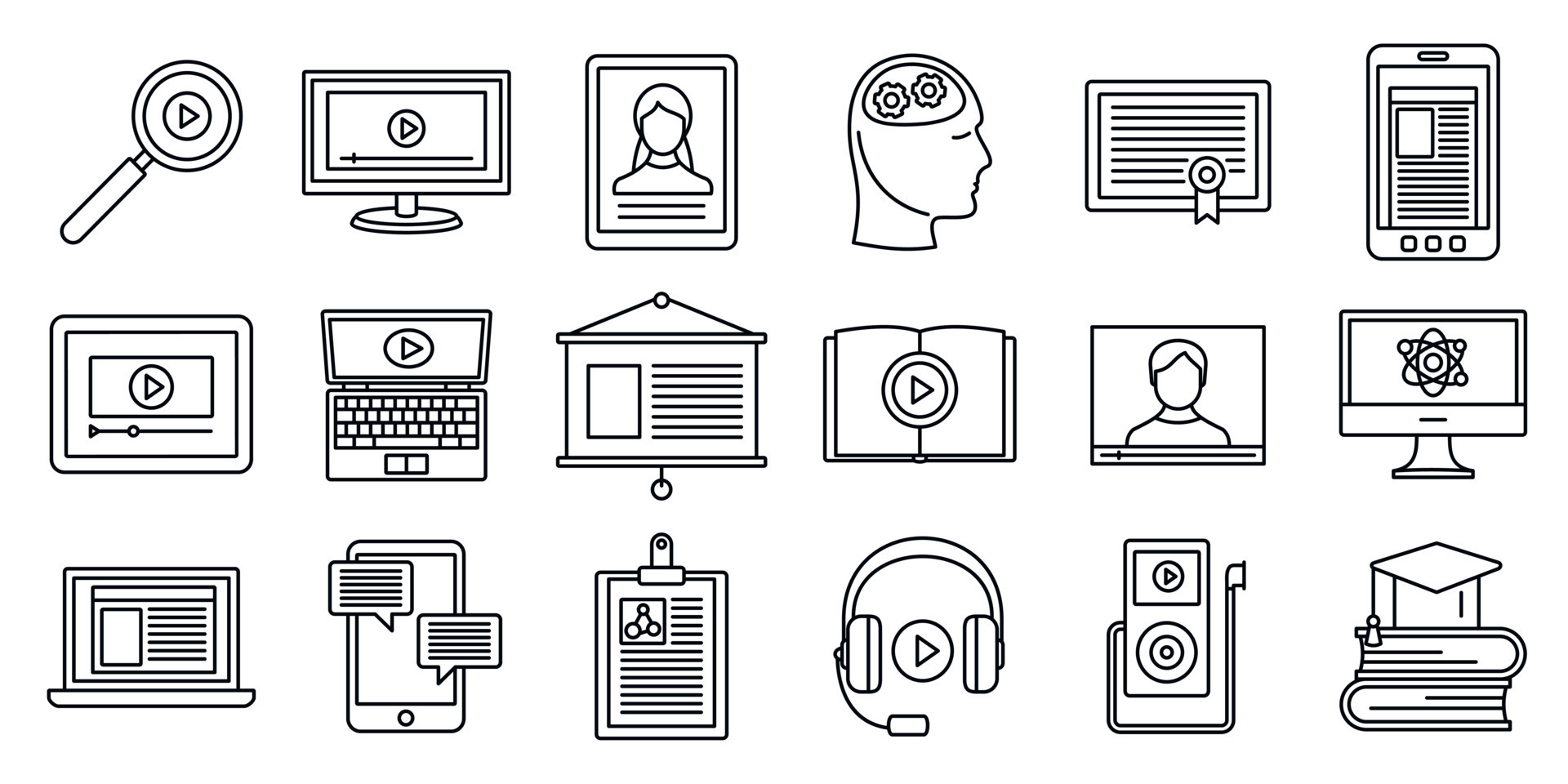 Online interactive learning icons set, outline style 8791983 Vector Art ...