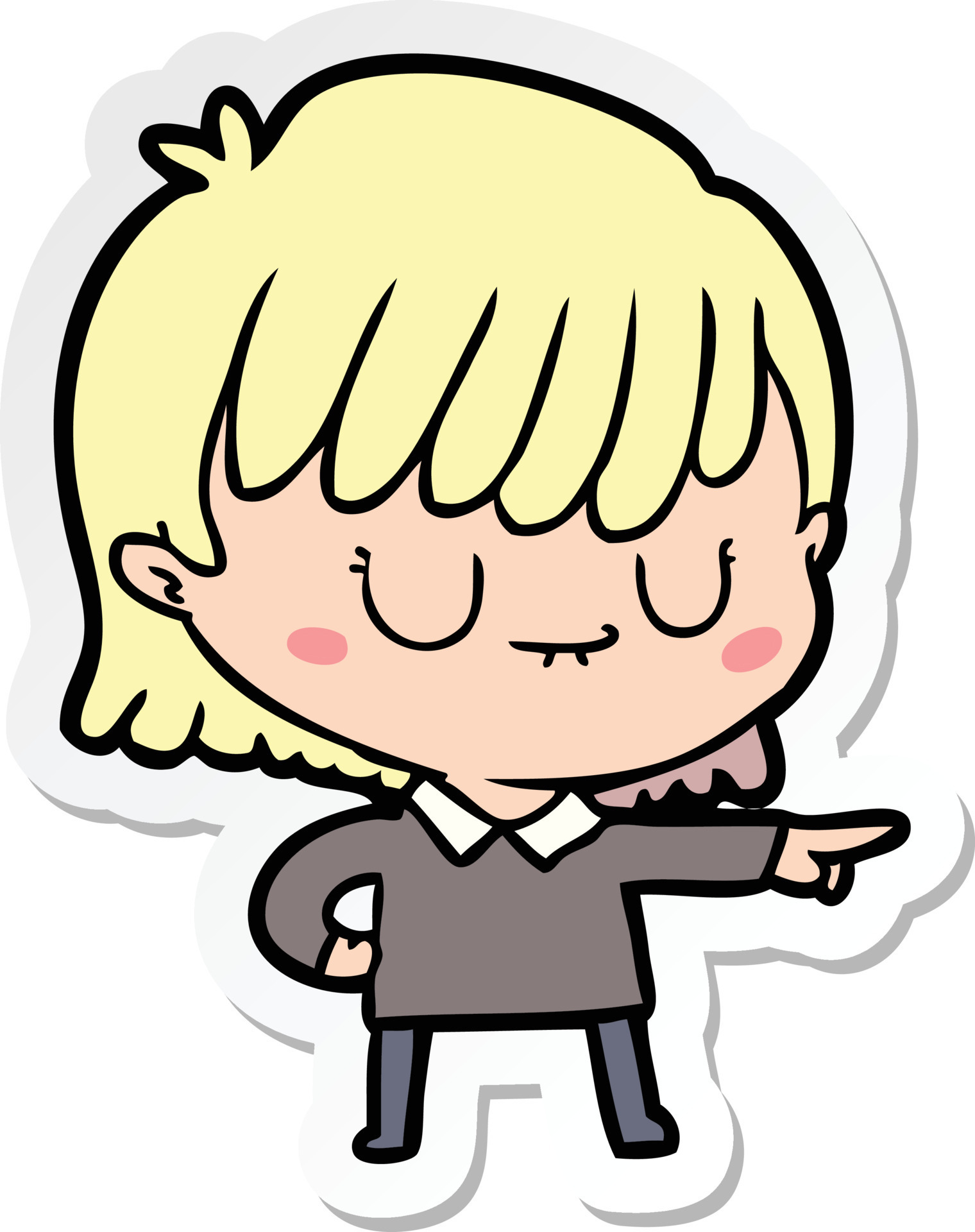 sticker of a cartoon woman 8792446 Vector Art at Vecteezy