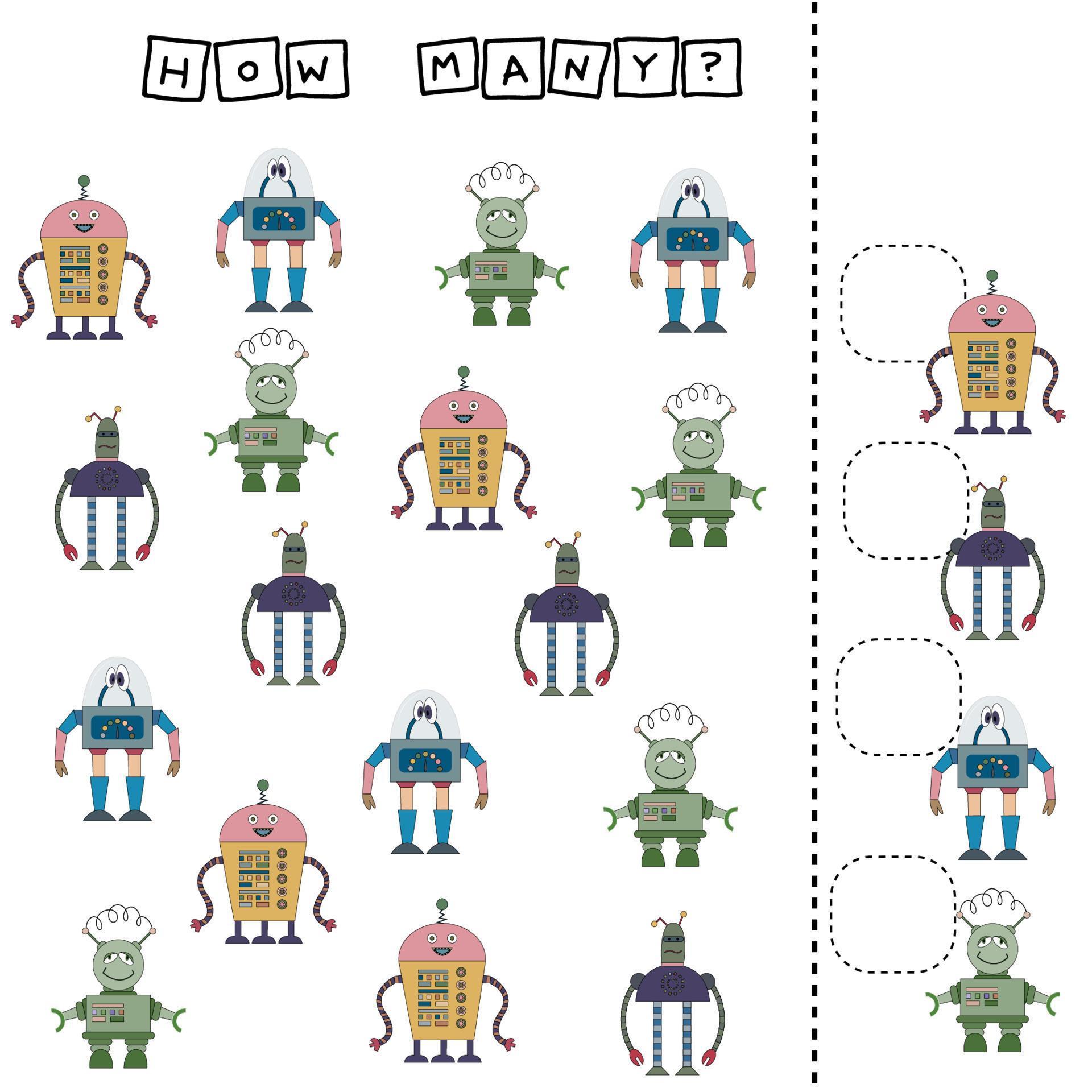 Counting Game for Preschool Children. Count how many robots 8793138 ...
