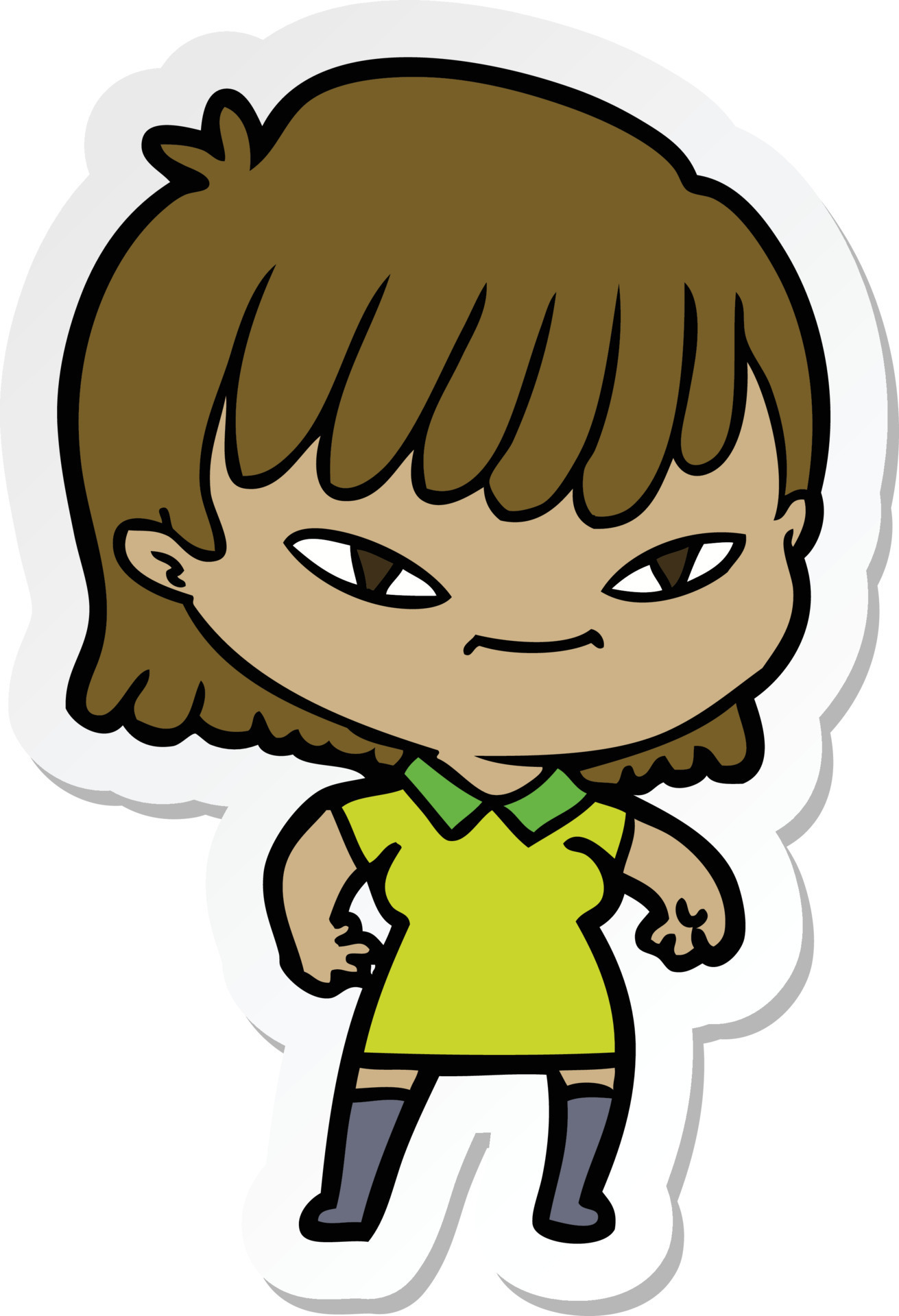 sticker of a cartoon woman 8793182 Vector Art at Vecteezy