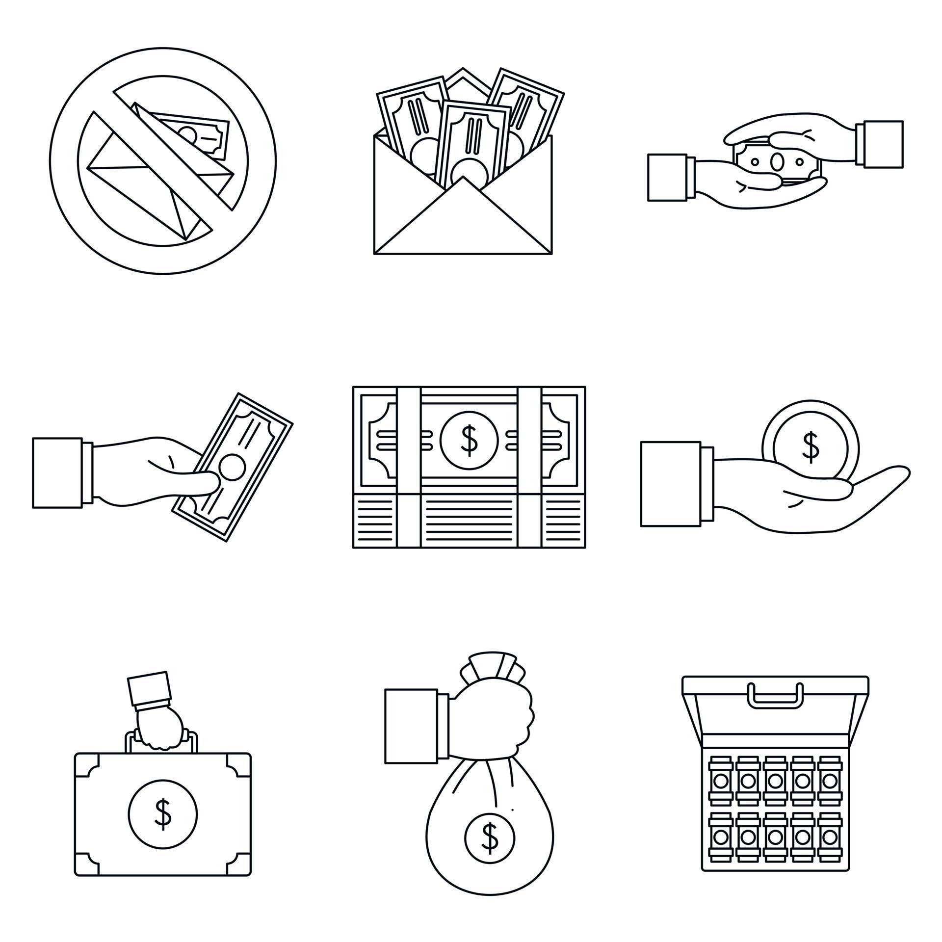 Bribery corrupt practices icon set, outline style 8794002 Vector Art at Vecteezy