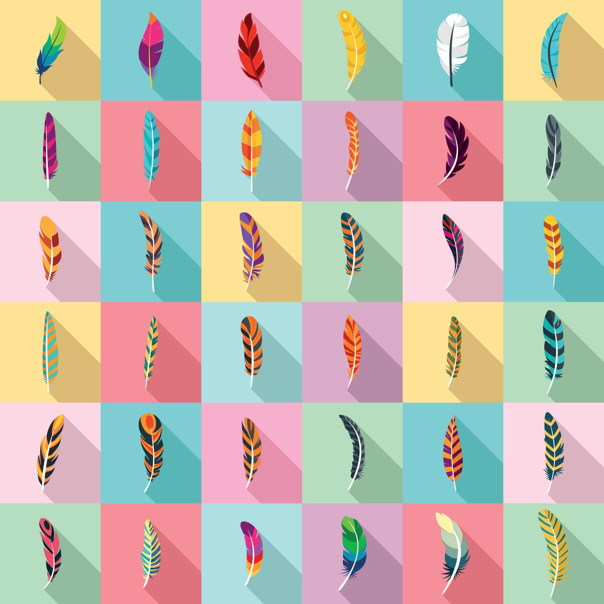 Feather icon set, flat style 8799309 Vector Art at Vecteezy