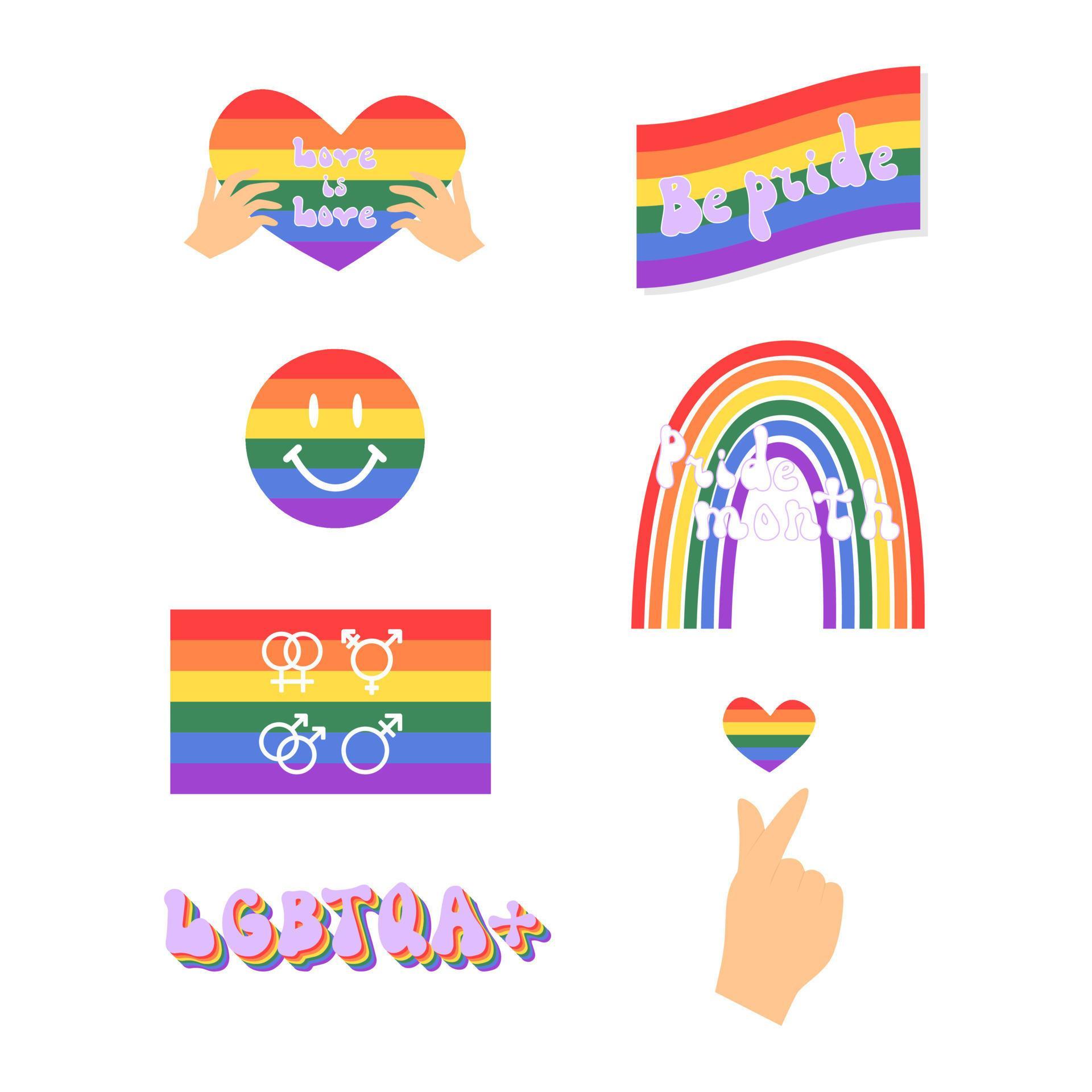 Lgbtq diversity rainbow pride concept vector isolated collection ...