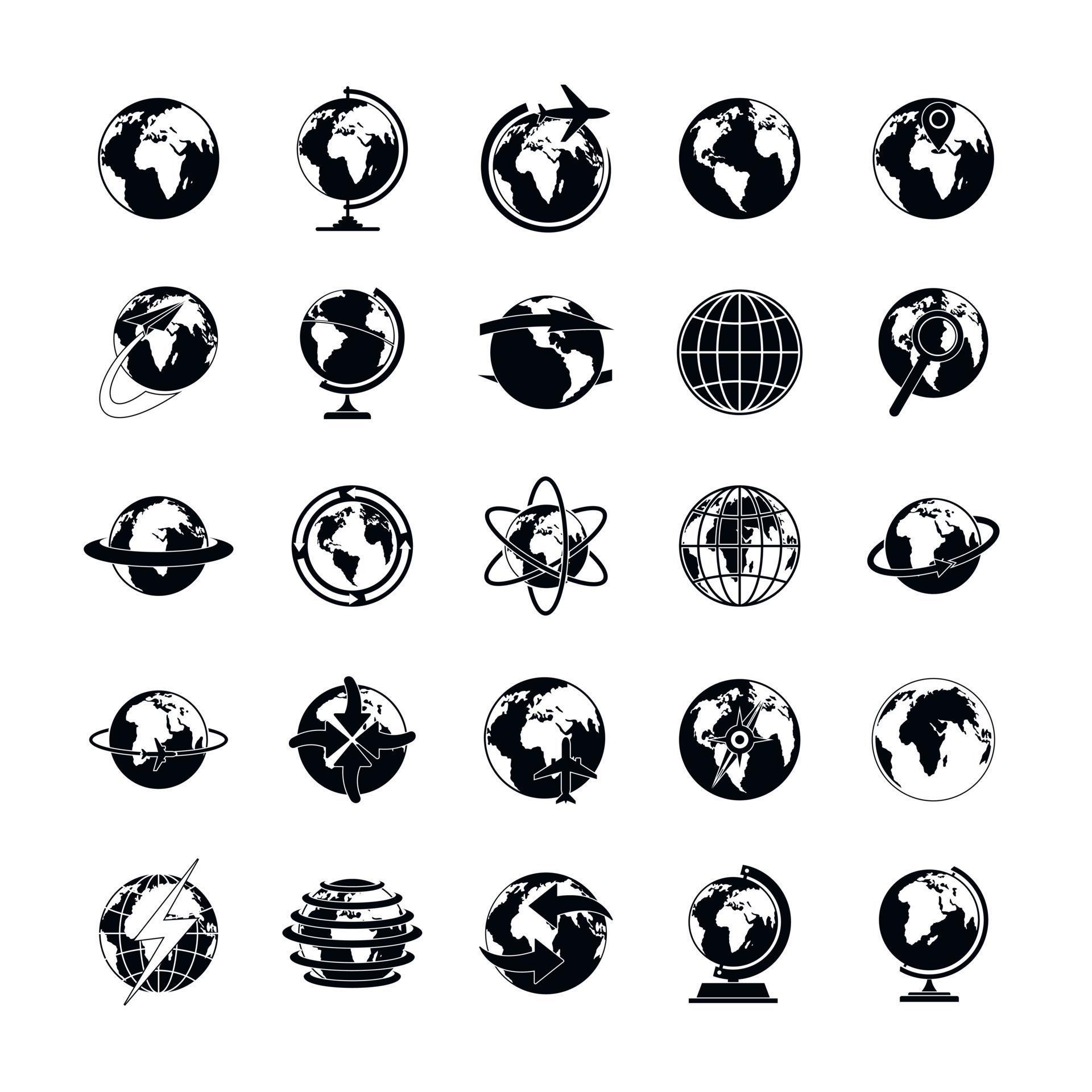 Globe Earth icons set, simple style 8808350 Vector Art at Vecteezy