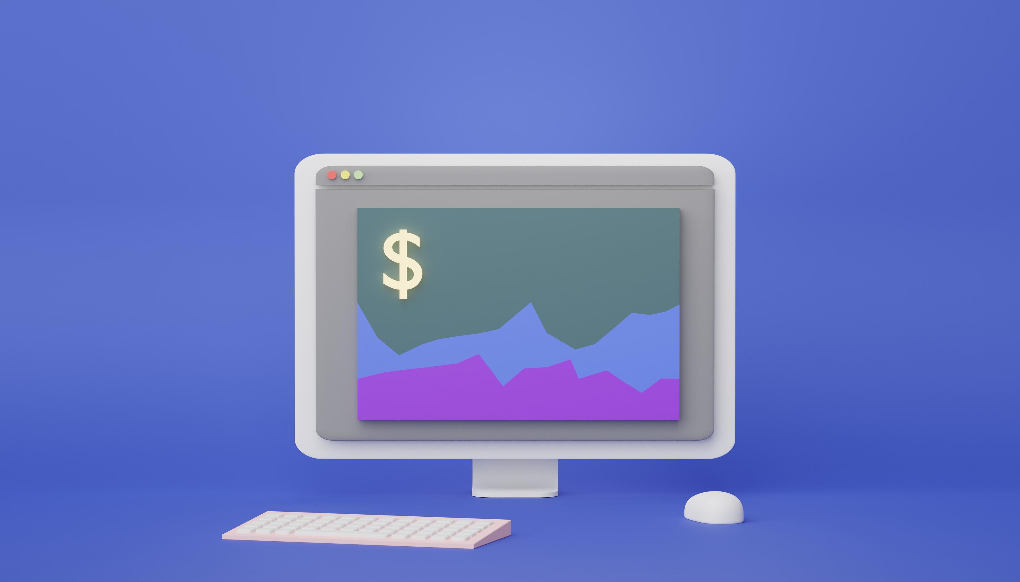 3d render SEO data an analytics. User interface for web banner and mock up. Business graph chart ...