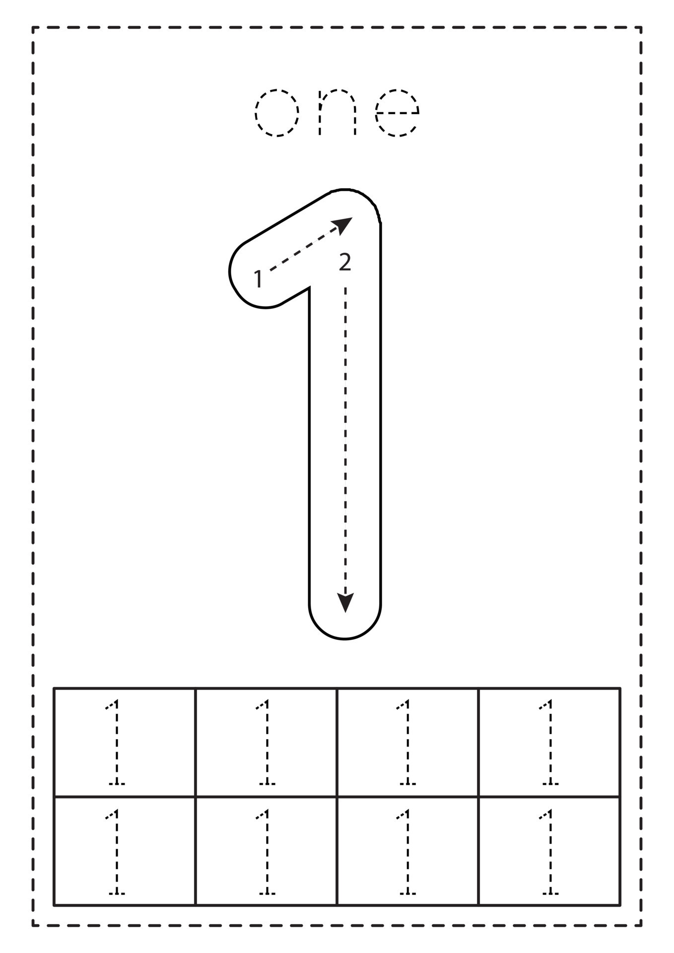 Number 1 Tracing Worksheet Number 1 Tracing Worksheet