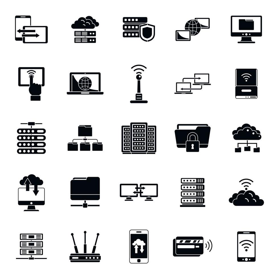 Remote access data icons set, simple style 8813648 Vector Art at Vecteezy