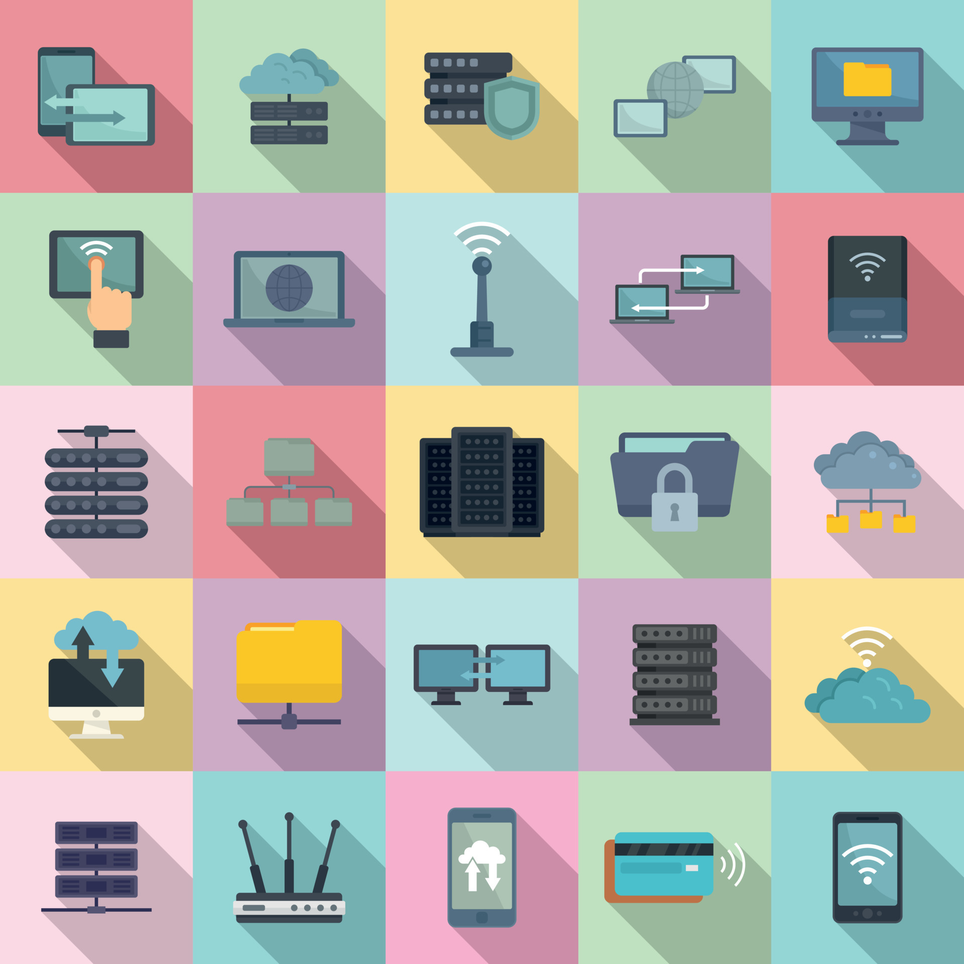 Remote access icons set, flat style 8813652 Vector Art at Vecteezy