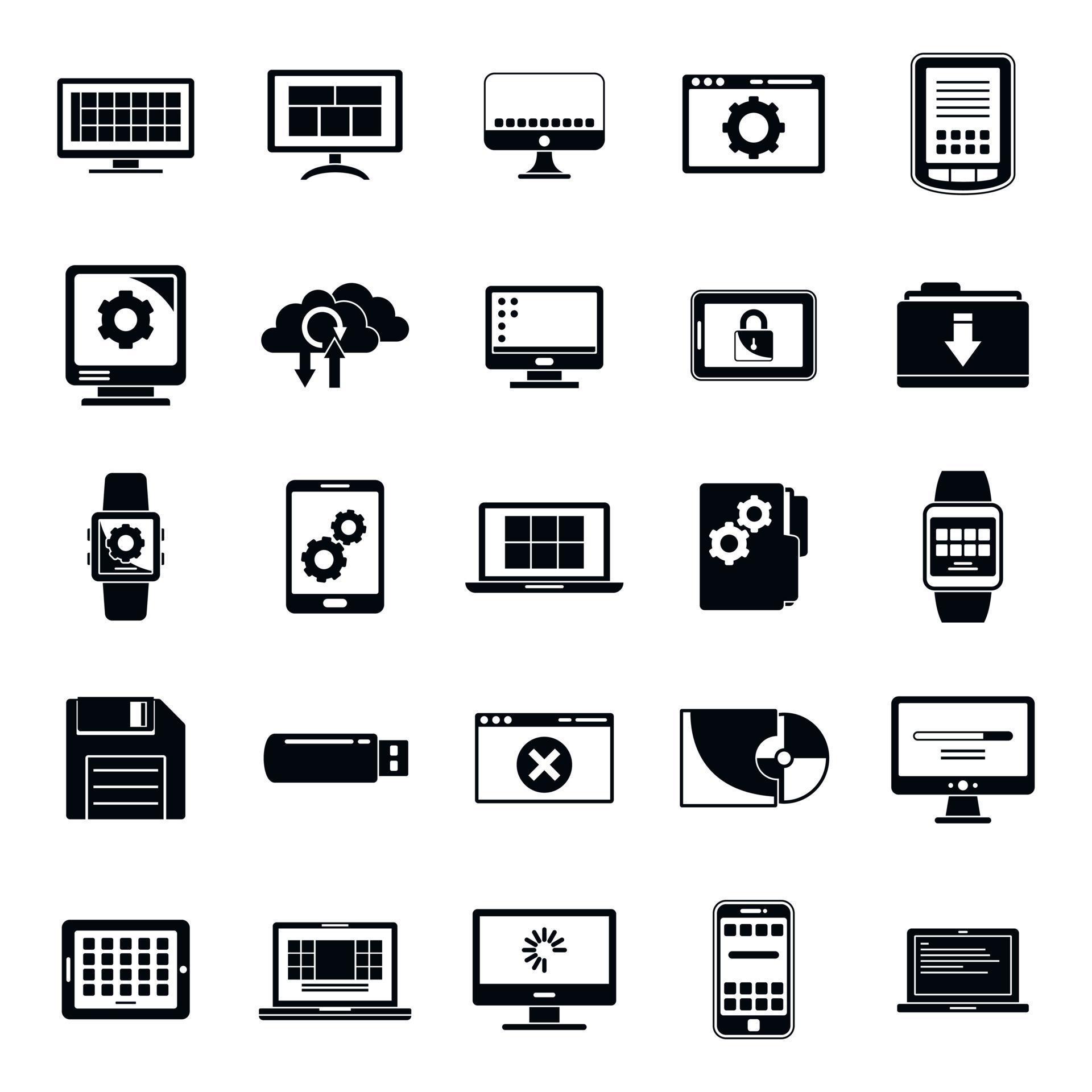 Update operating system icons set, simple style 8813657 Vector Art at ...
