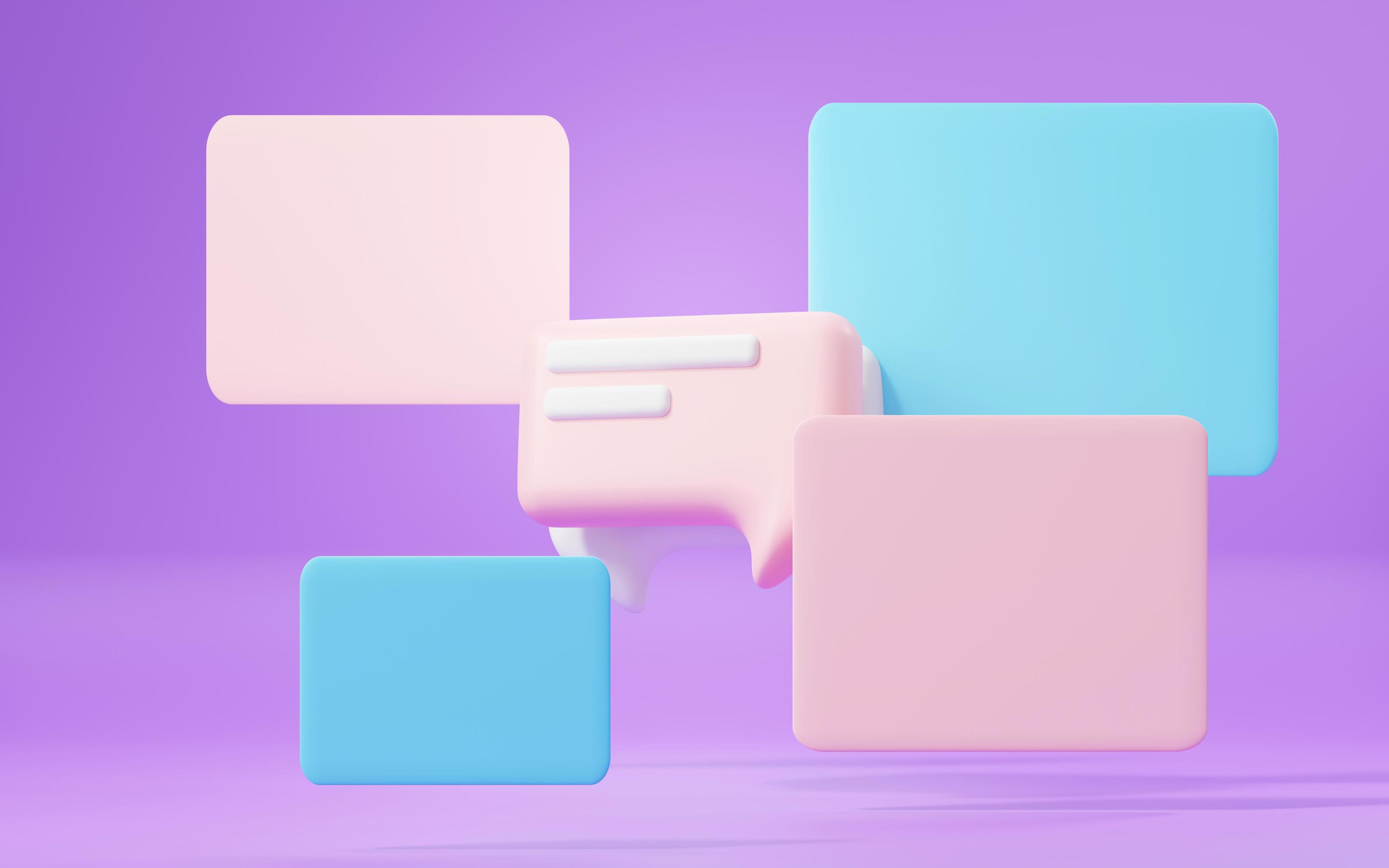 3d render device user interface for web banner and mock up. Blank chat ...