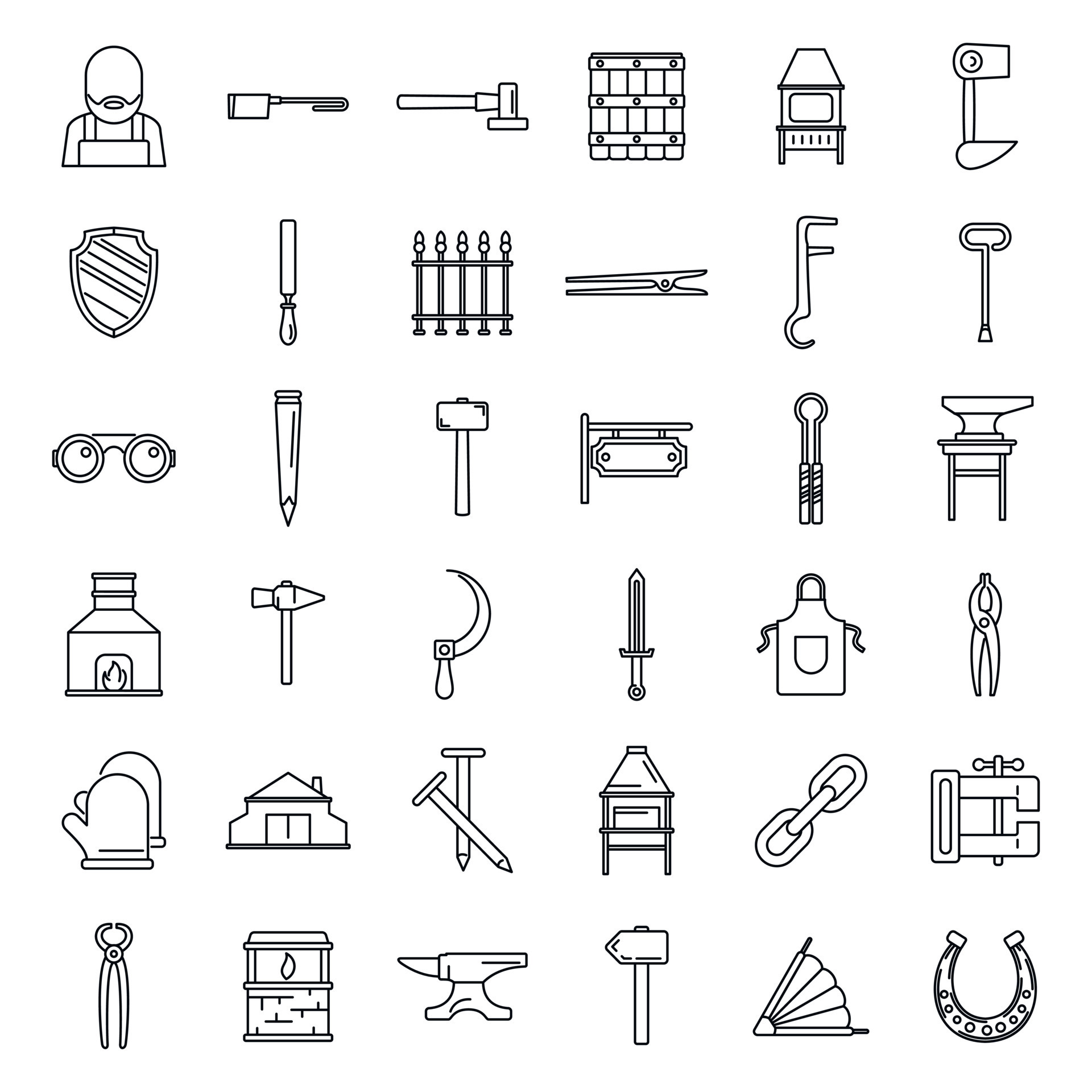 Blacksmith tools icons set, outline style 8813909 Vector Art at Vecteezy Blacksmith tools icons set, outline style 8813909 Vector Art at Vecteezy