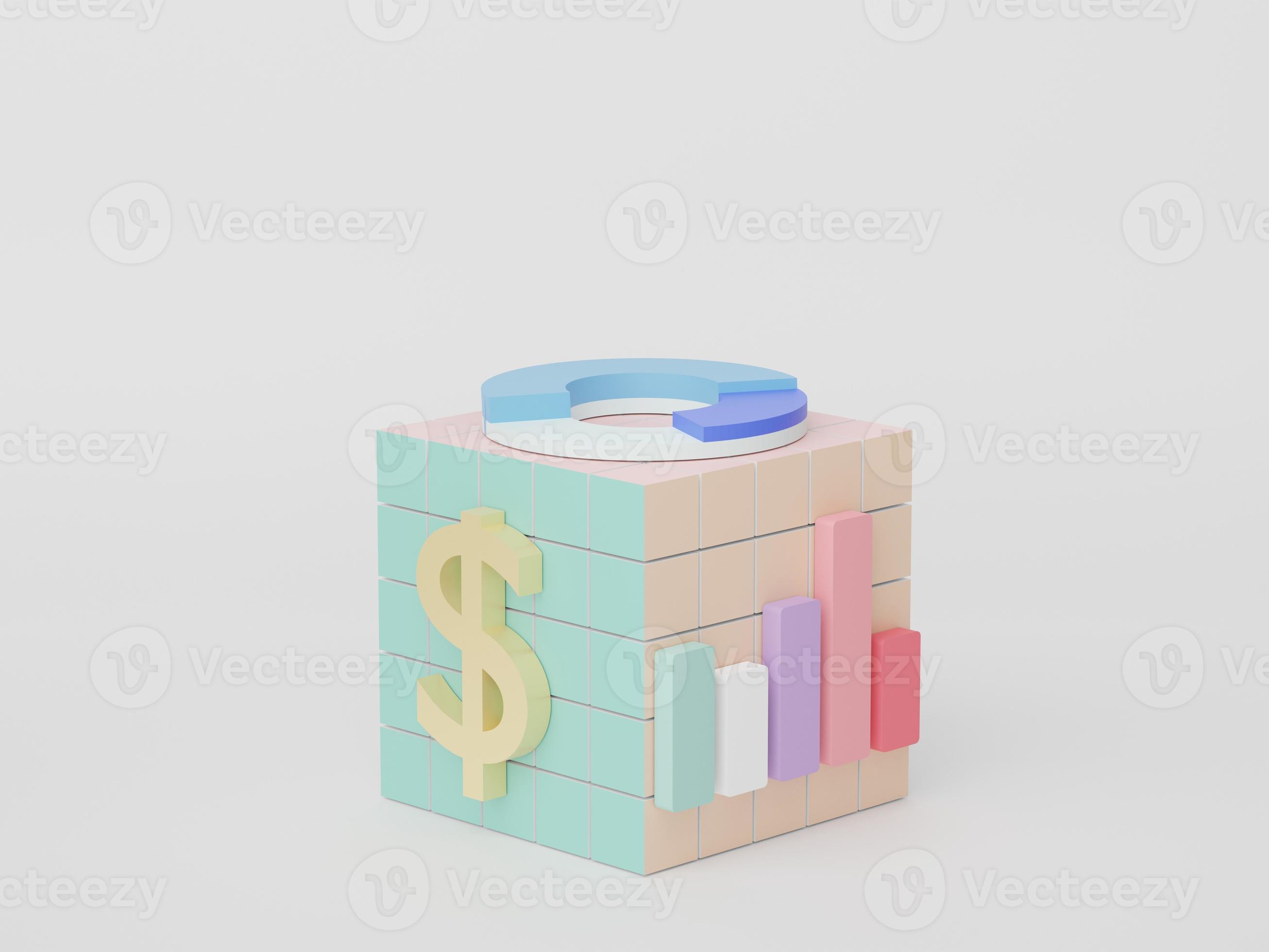 3d render SEO data an analytics. User interface on Rubik's Cube for web banner and mock up ...