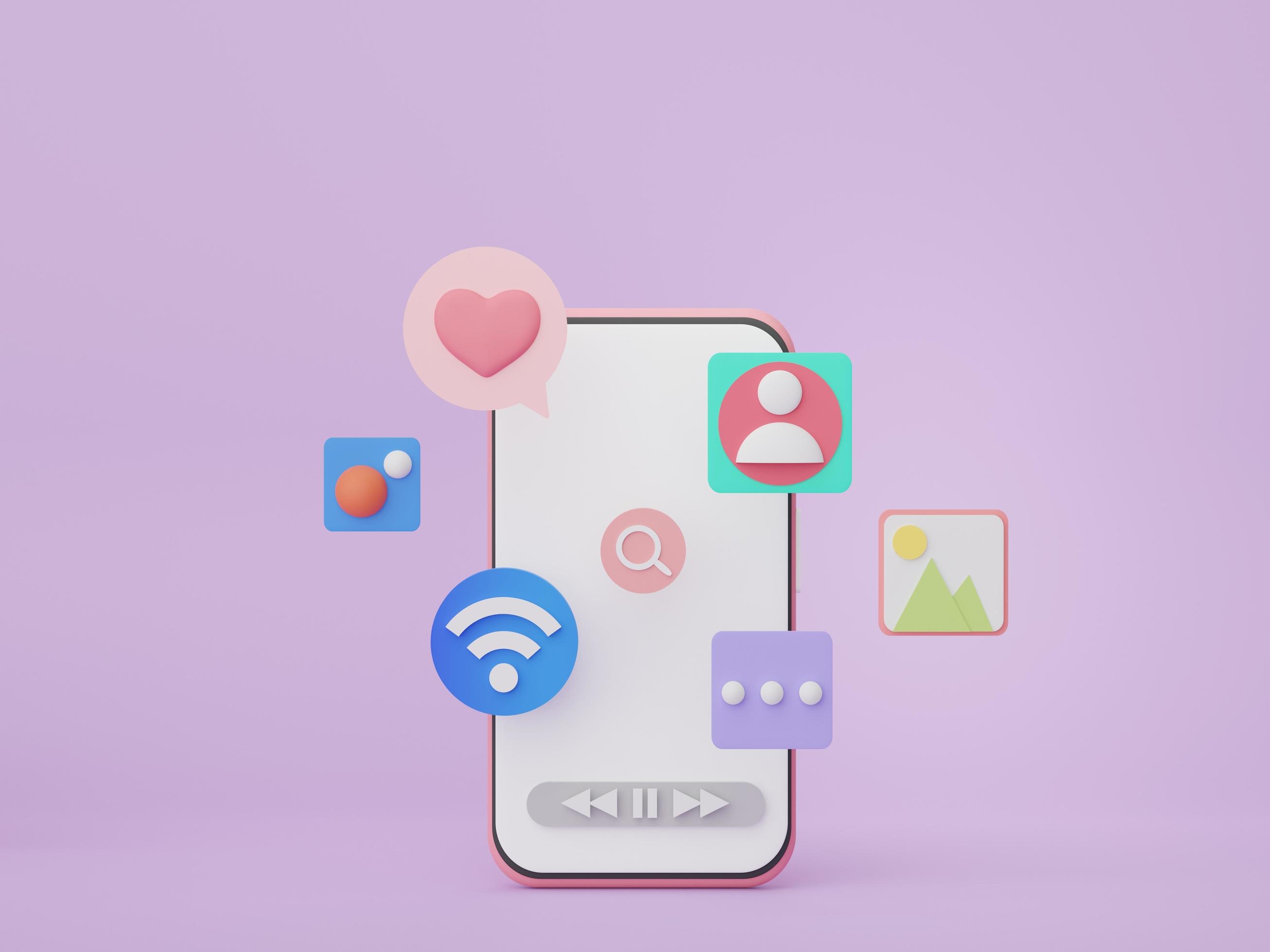 3d render SEO data an analytics on smarthphone. User interface for web ...