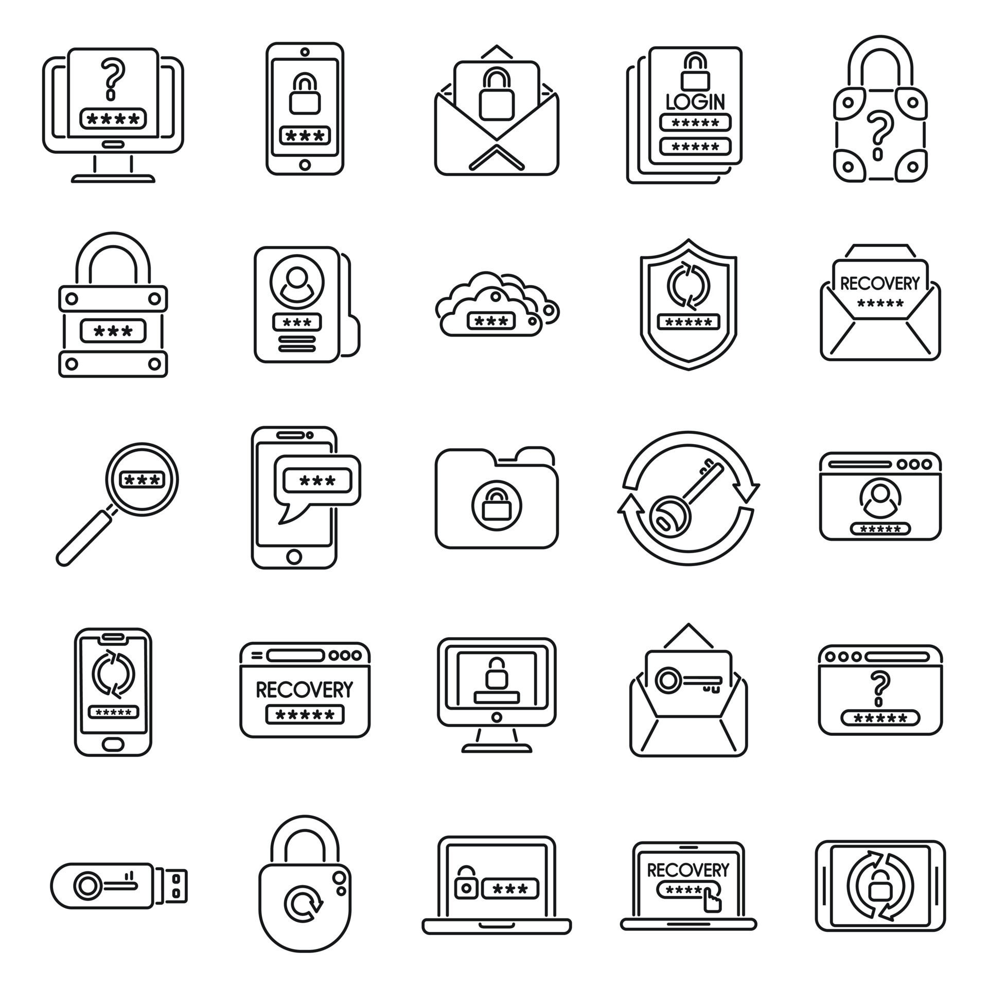 Password Recovery Icon Outline Vector Computer Lock 8820676 Vector Art
