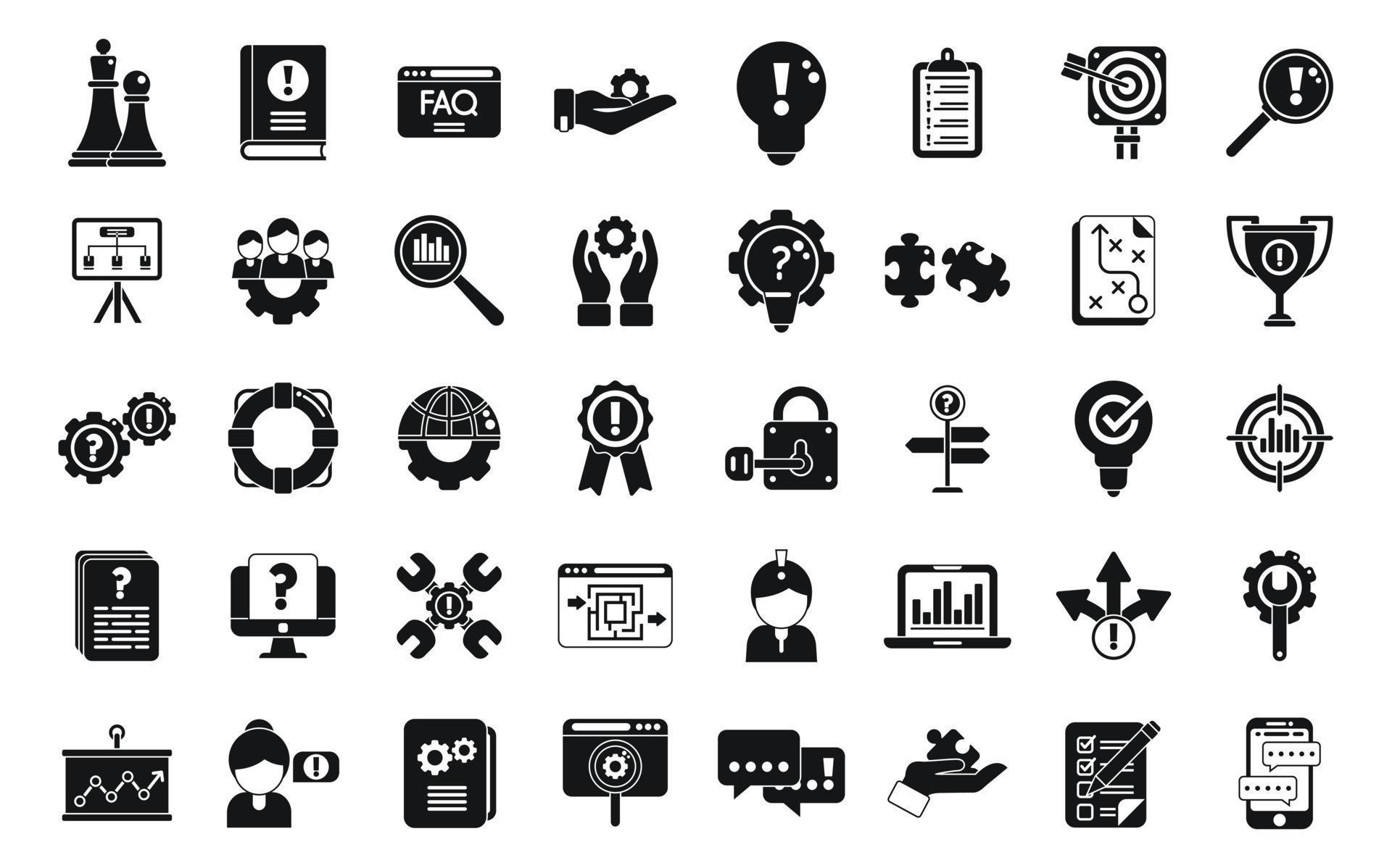 Problem solving icons set simple vector. Business brainstorming 8821375 ...