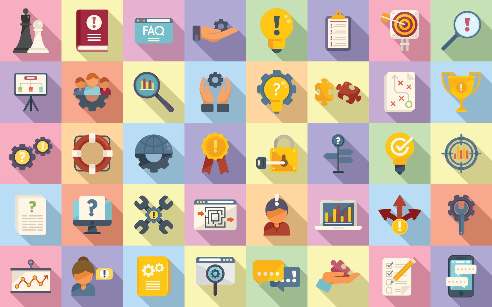 Problem Solving Icons Set Flat Vector Business Brainstorming 8821377 Vector Art At Vecteezy