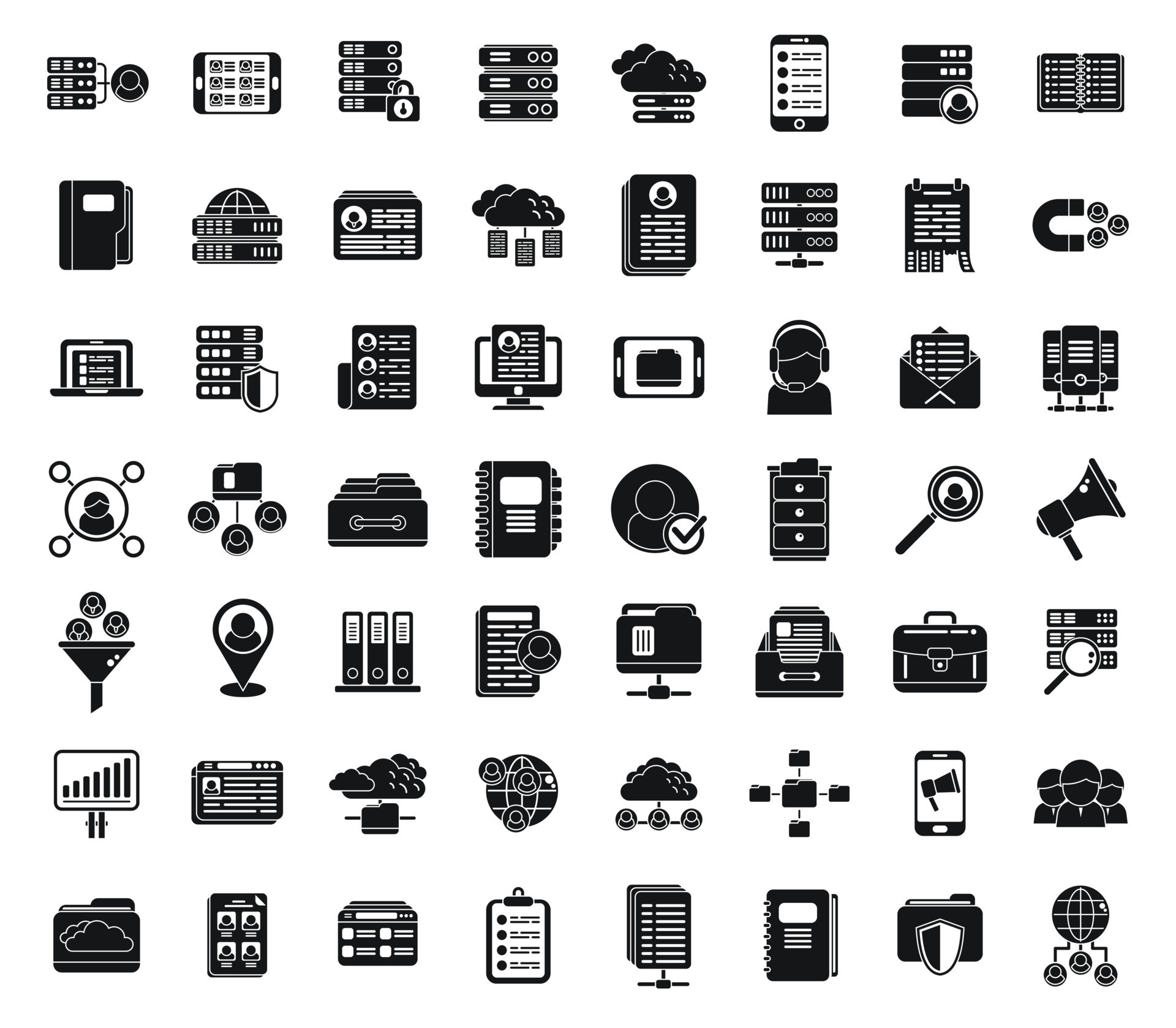 Customer Database Icons Set Simple Vector Company Advertising 8821413 Vector Art At Vecteezy