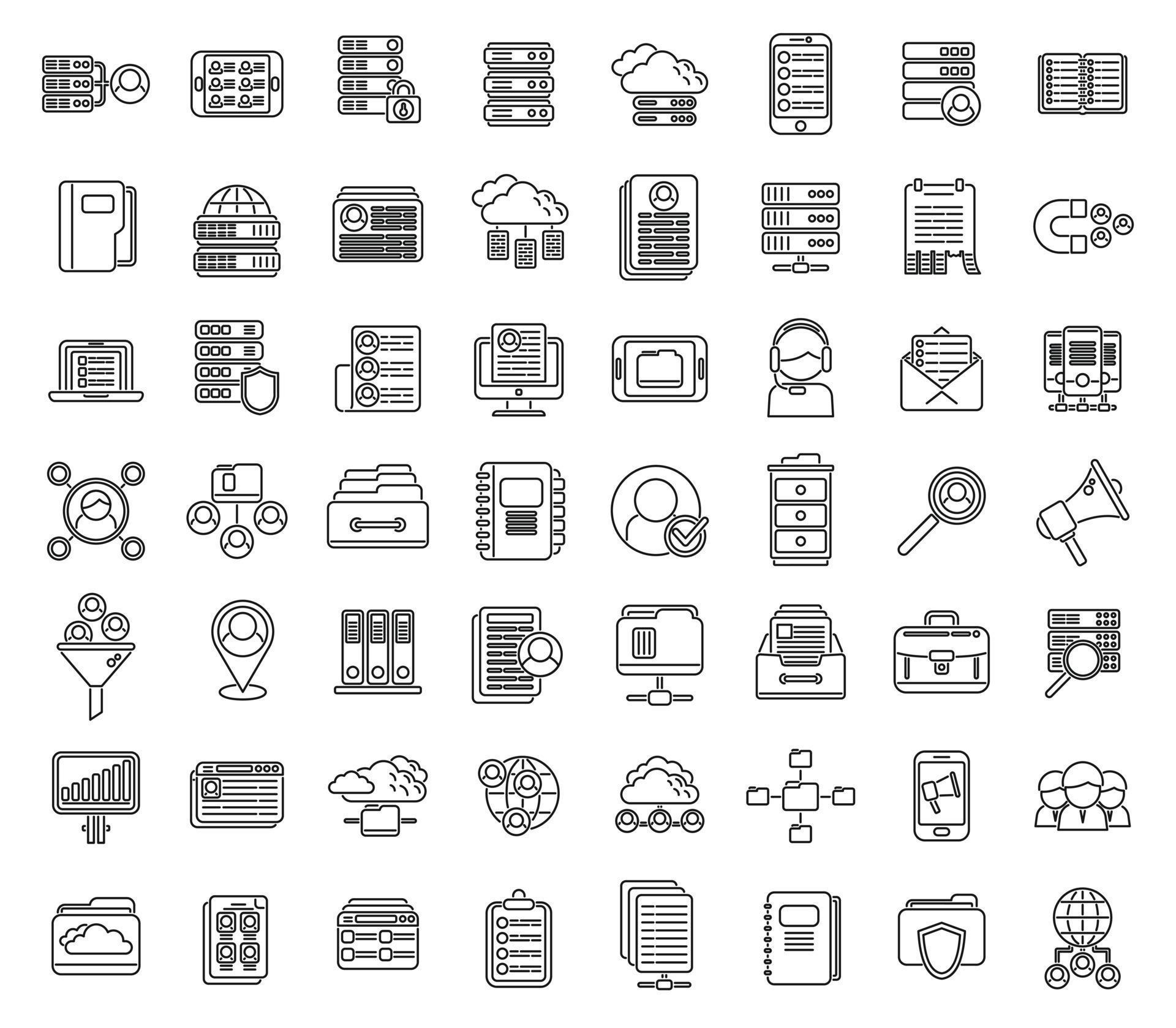 Customer database icons set outline vector. Company advertising 8821419 ...