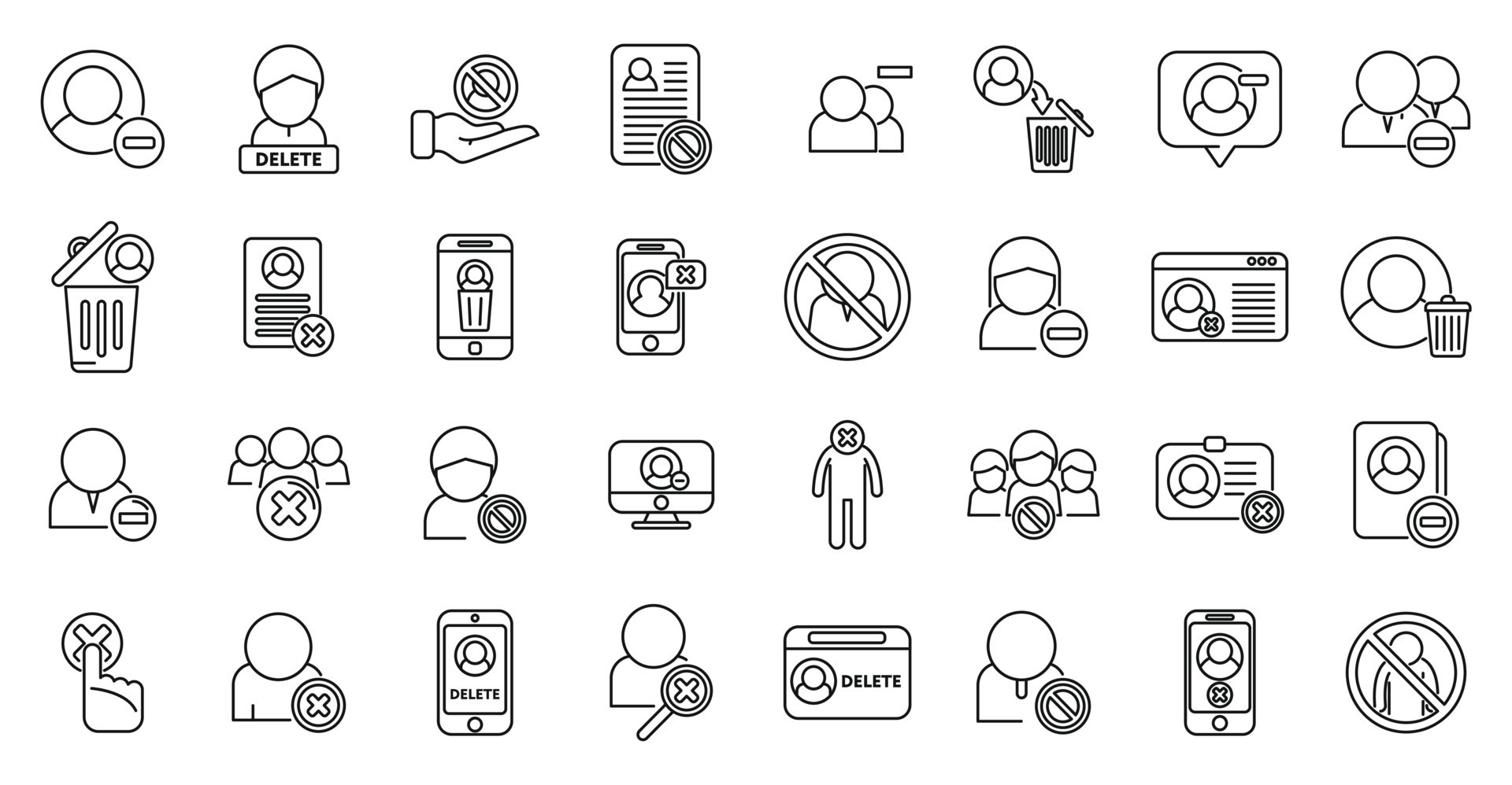 Delete user icons set outline vector. Access avatar 8821548 Vector Art ...