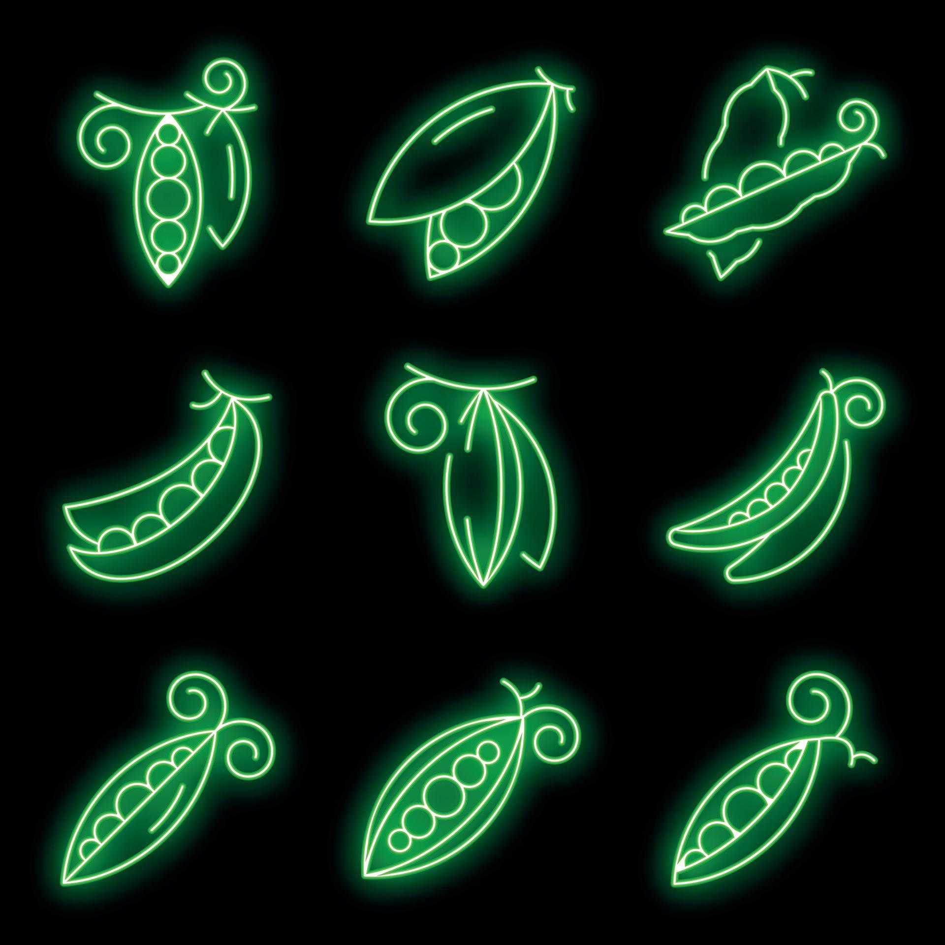 Peas icons set vector neon 8822537 Vector Art at Vecteezy