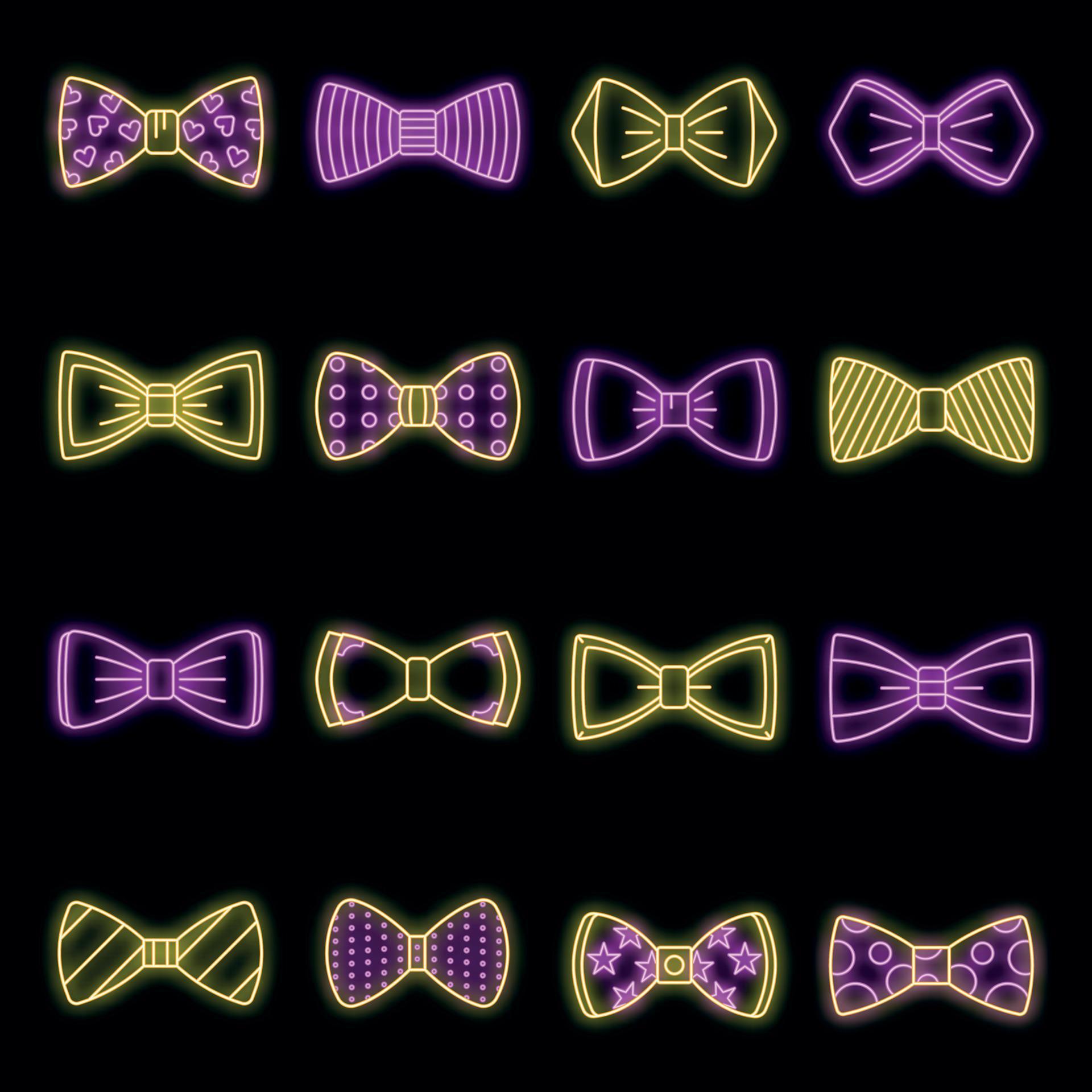 Bowtie icon set vector neon 8822573 Vector Art at Vecteezy