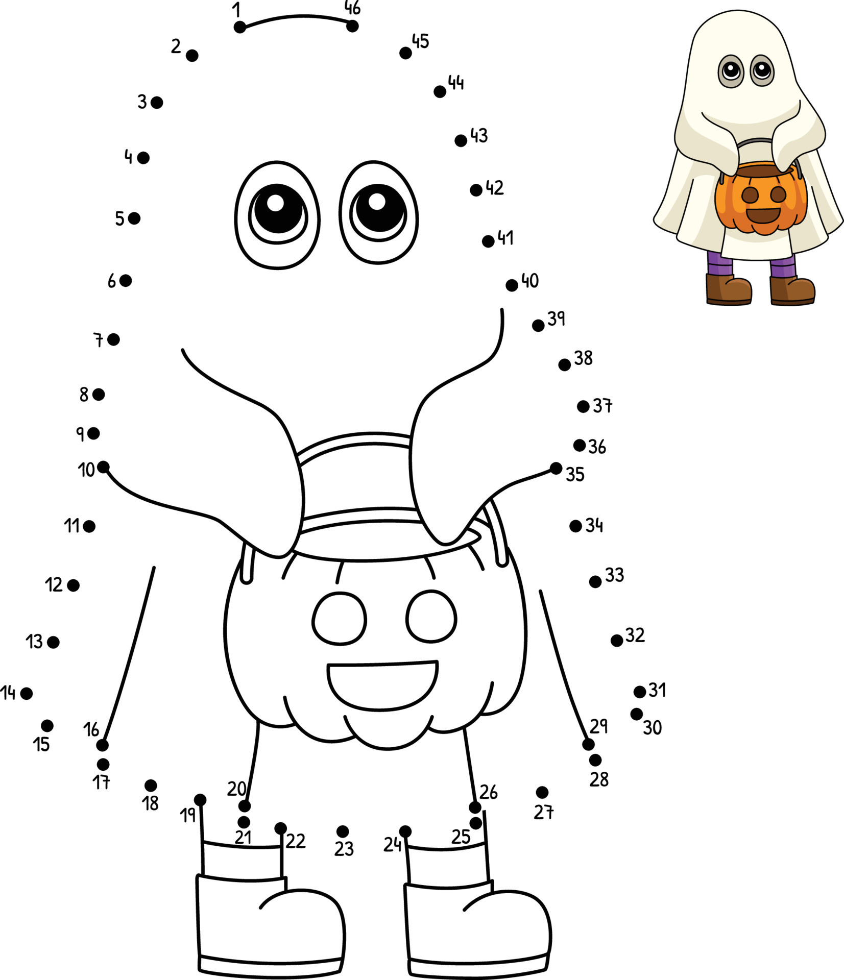 Dot to Dot Ghost Halloween Isolated Coloring Page 8822722 Vector Art at ... Dot to Dot Ghost Halloween Isolated Coloring Page 8822722 Vector Art at ...