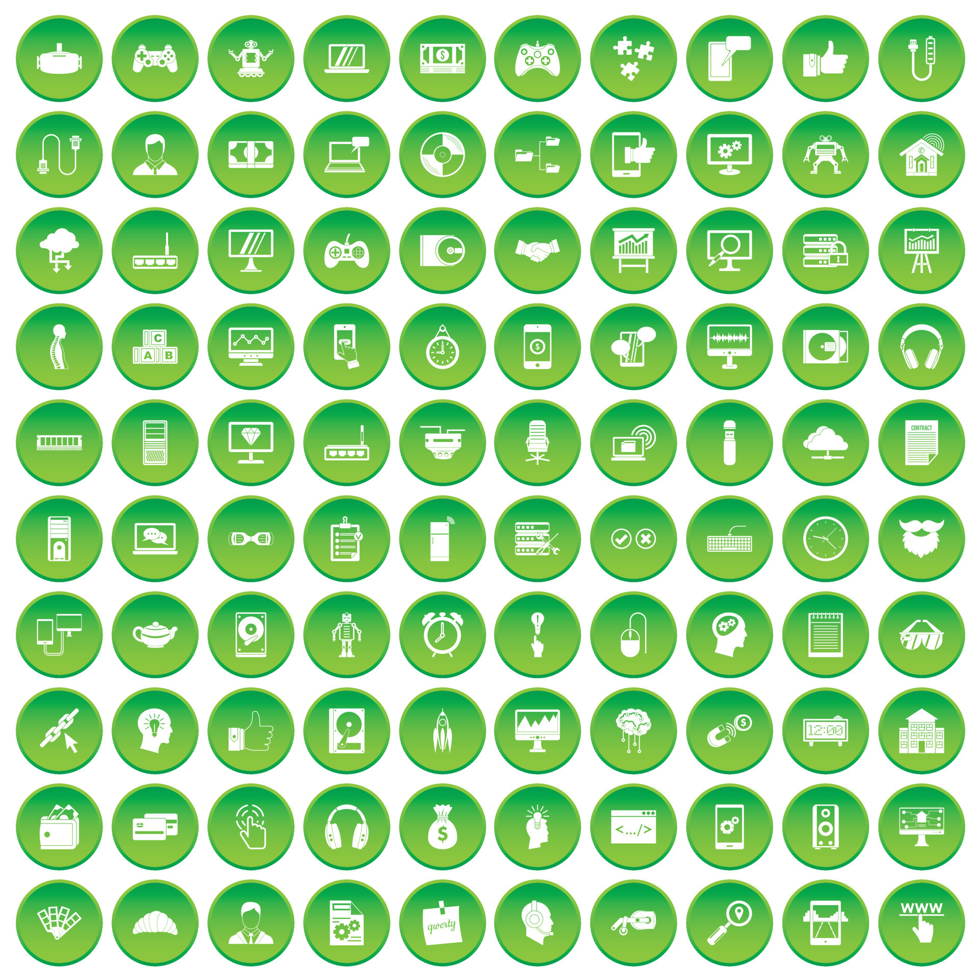 100 programmer icons set green circle 8823316 Vector Art at Vecteezy