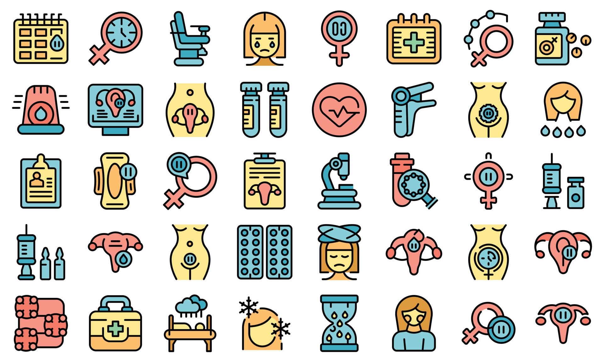 Menopause Icons Set Vector Flat 8823396 Vector Art At Vecteezy