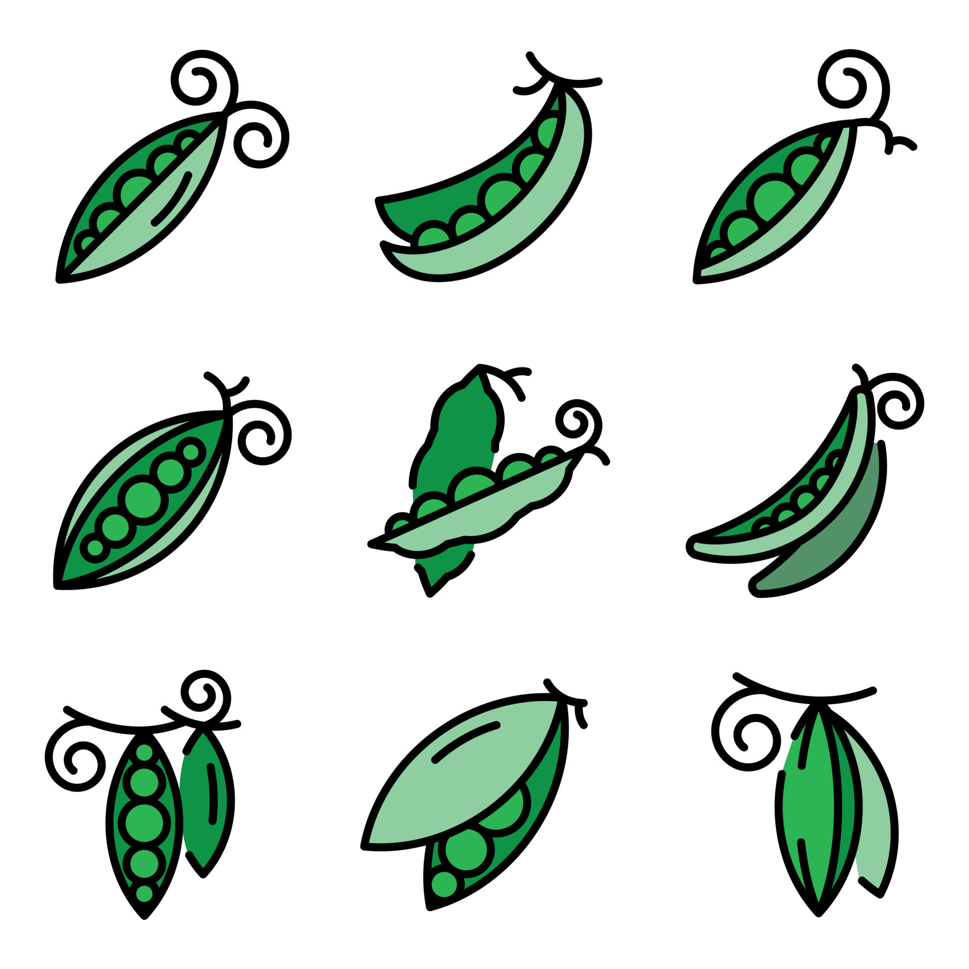 Peas icons set vector flat 8823950 Vector Art at Vecteezy
