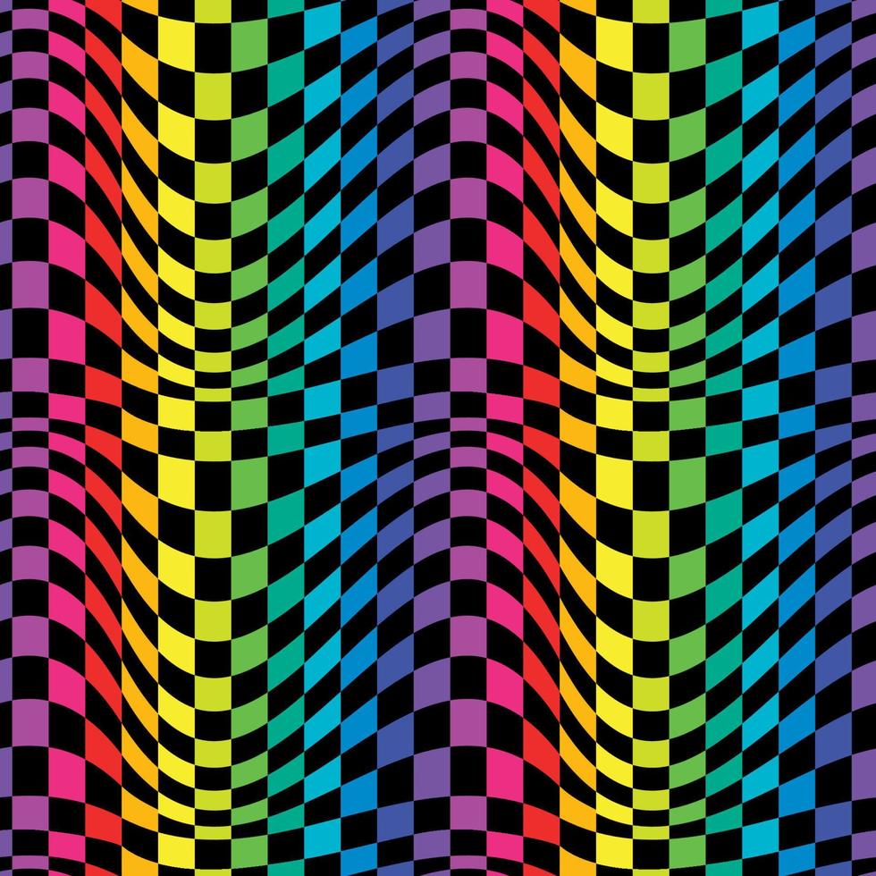 Rainbow wavy checkered seamless repeat pattern 8826287 Vector Art at ...