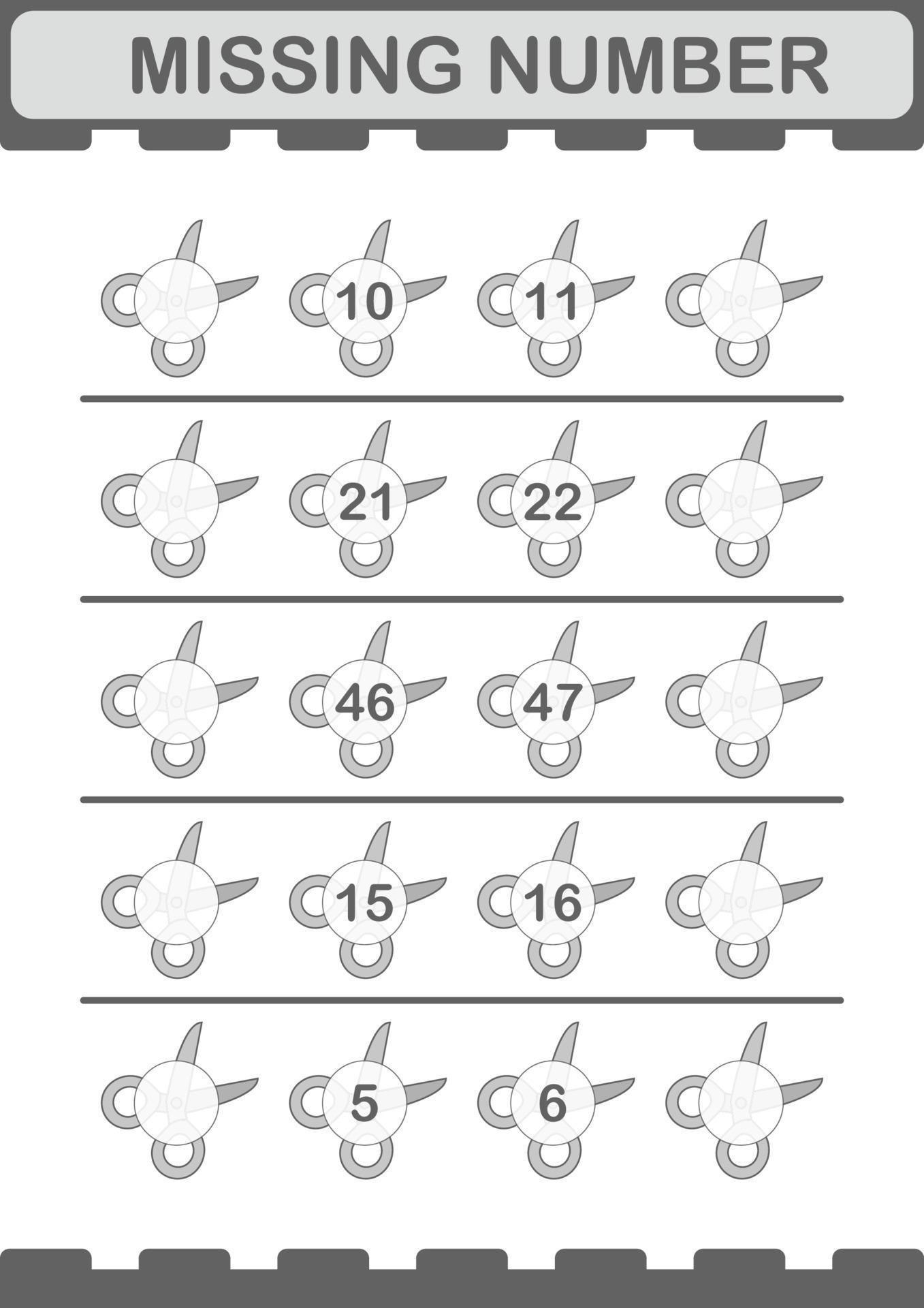 Missing number with Scissor. Worksheet for kids 8828012 Vector Art at ...
