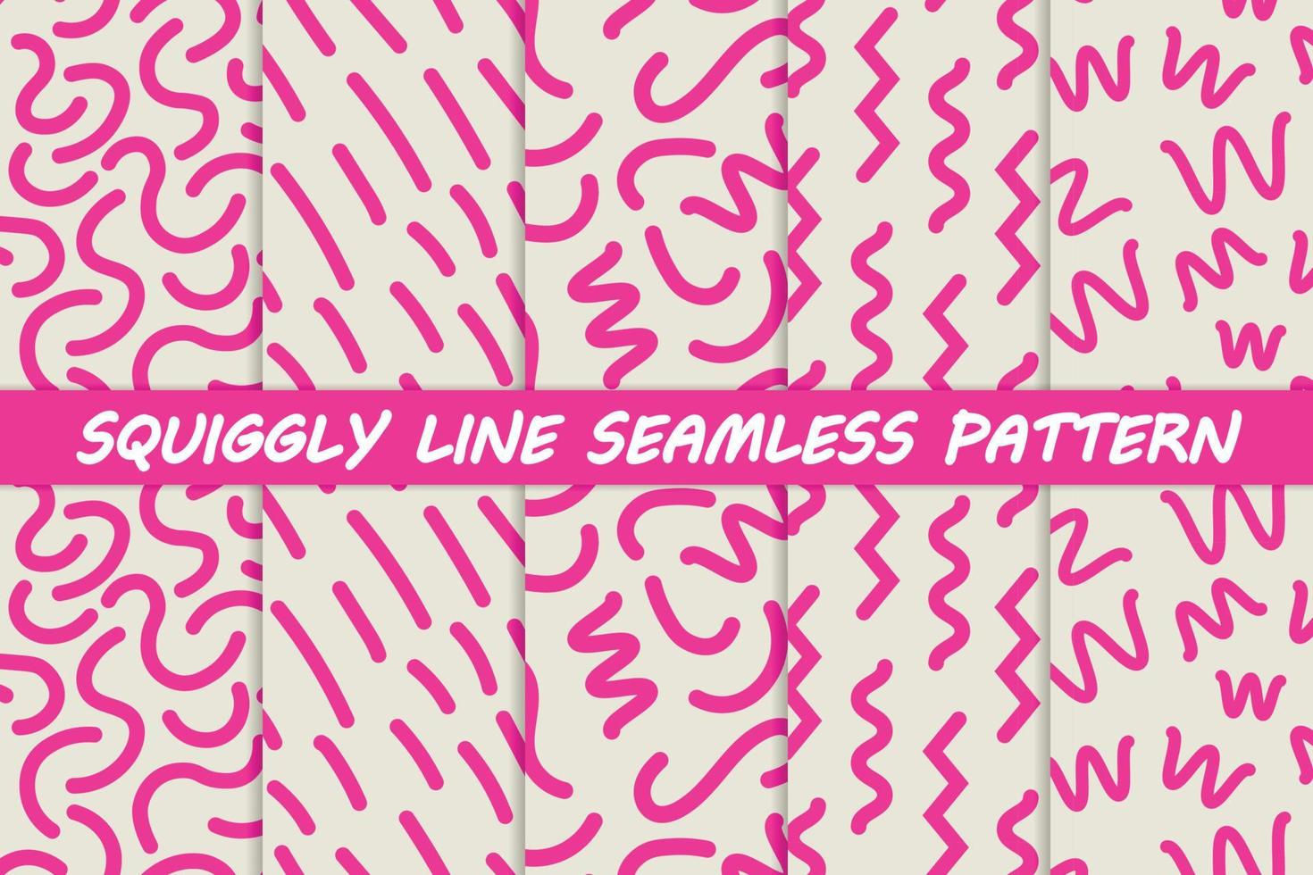 Set of squiggly wiggly lines geometric pink shape seamless vector pattern collection 8828595 ...