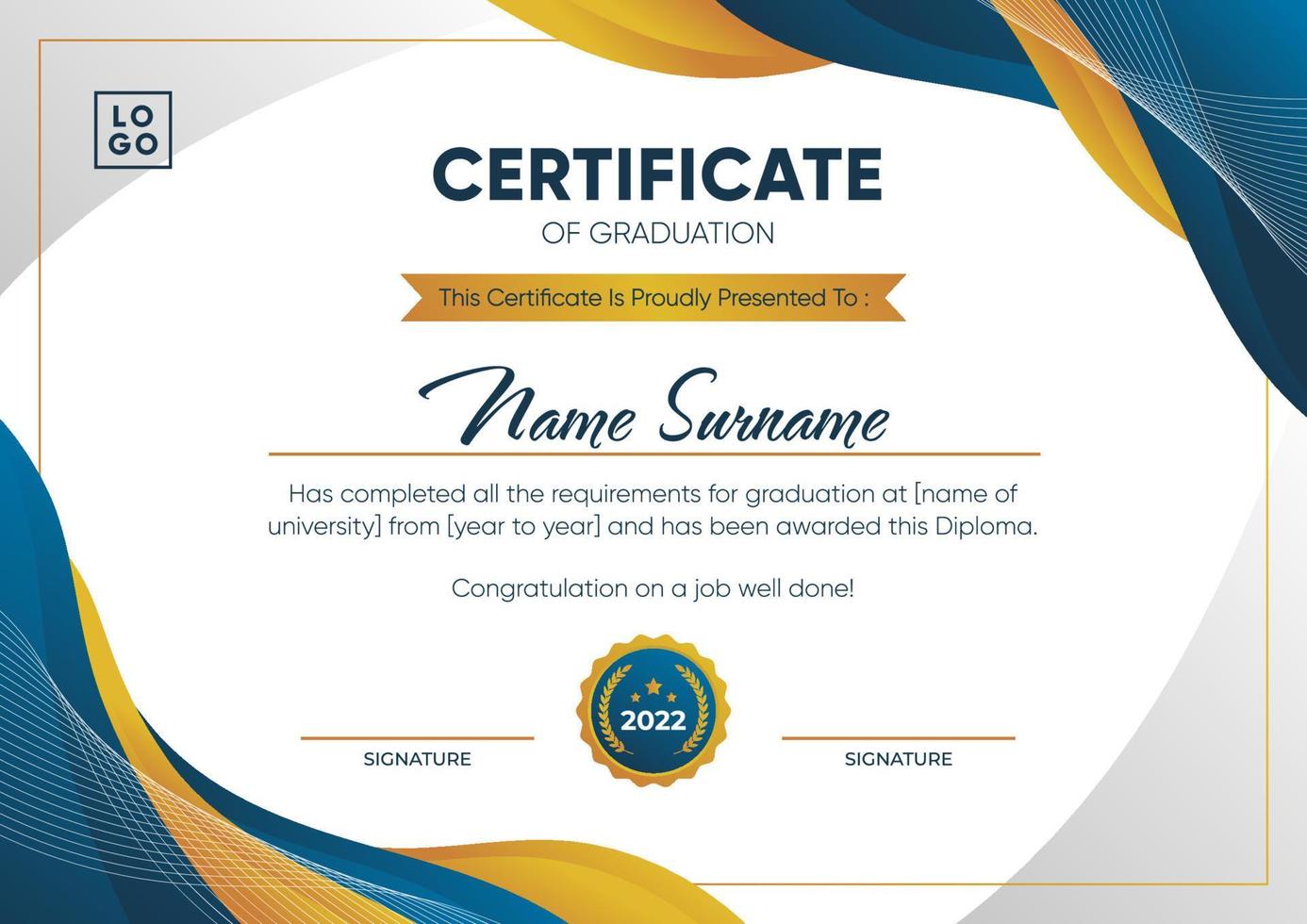 Graduation Certificate Template Design With Gradient Accent 8828907
