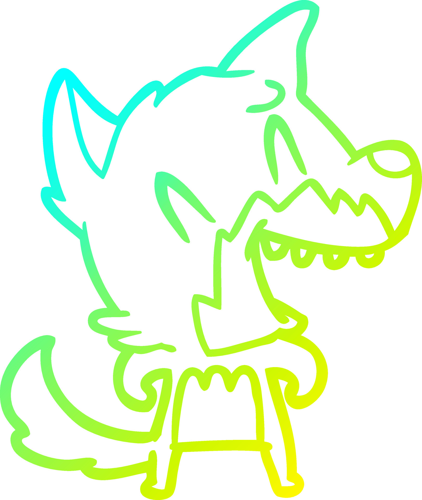 cold gradient line drawing laughing fox cartoon 8834359 Vector Art at ...