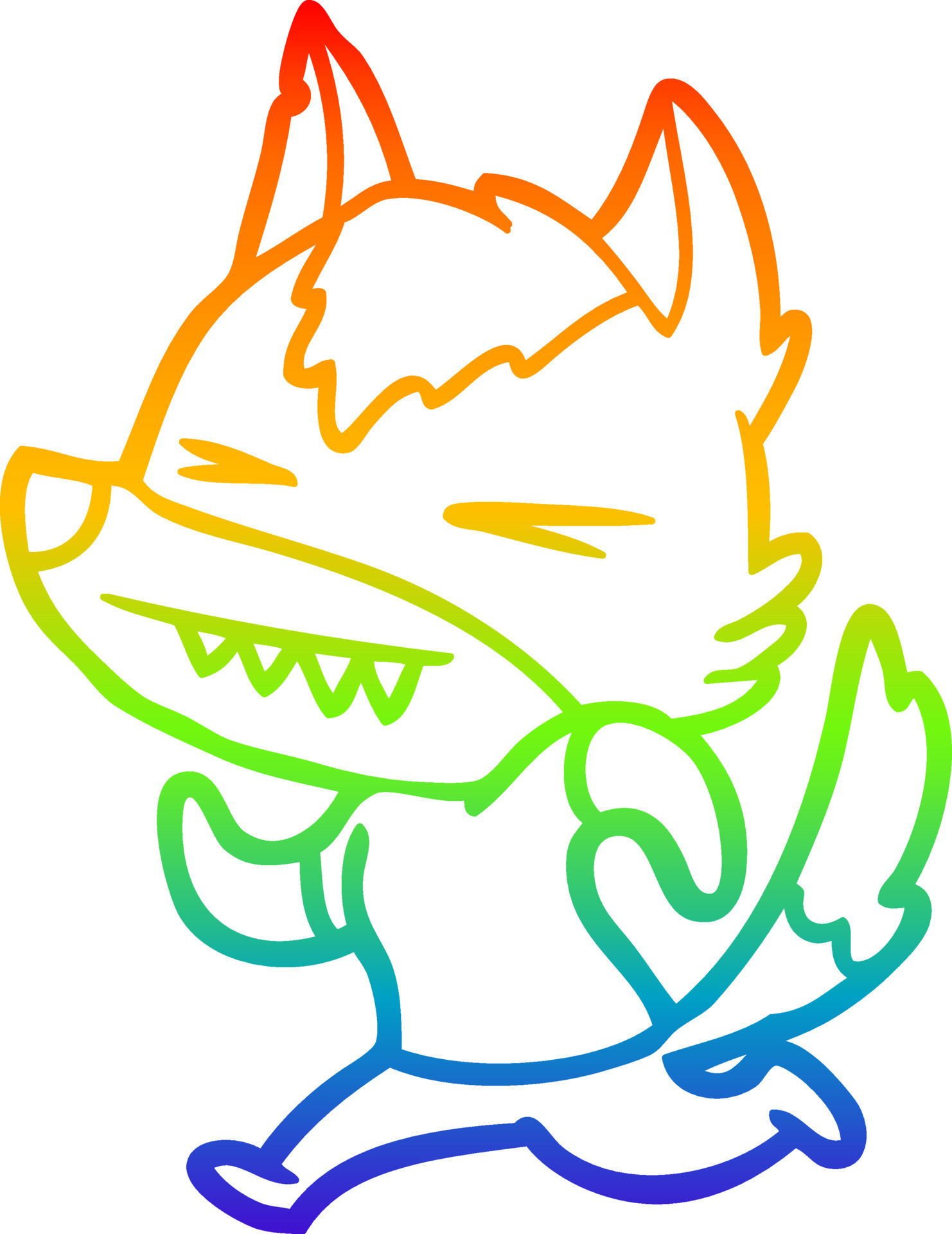 rainbow gradient line drawing angry wolf cartoon 8837954 Vector Art at ...
