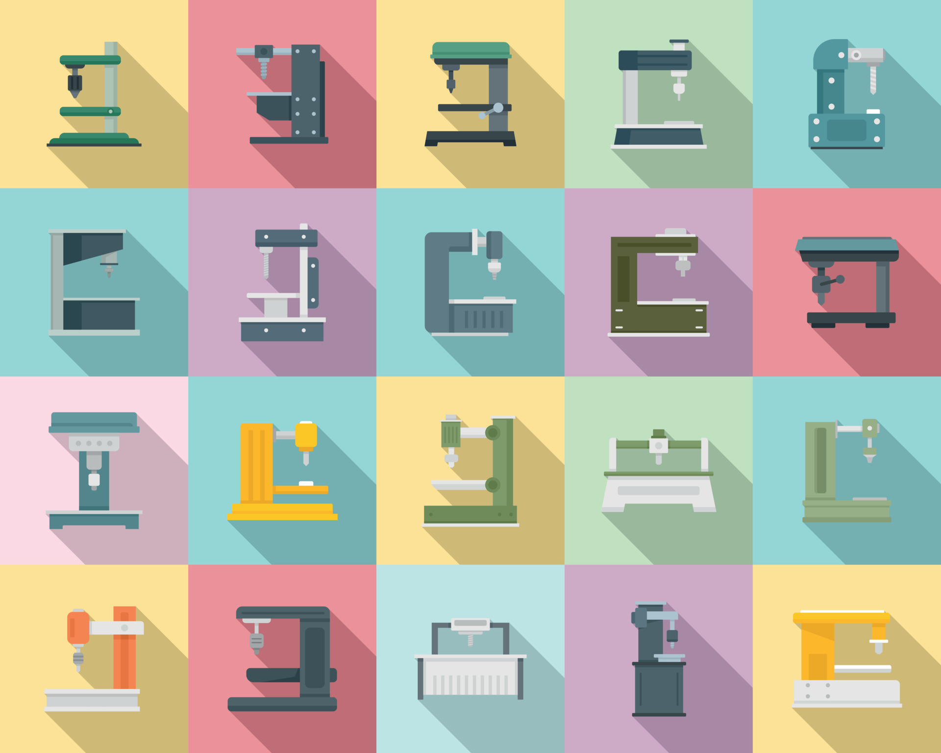 Milling machine icons set, flat style 8842954 Vector Art at Vecteezy Milling machine icons set, flat style 8842954 Vector Art at Vecteezy