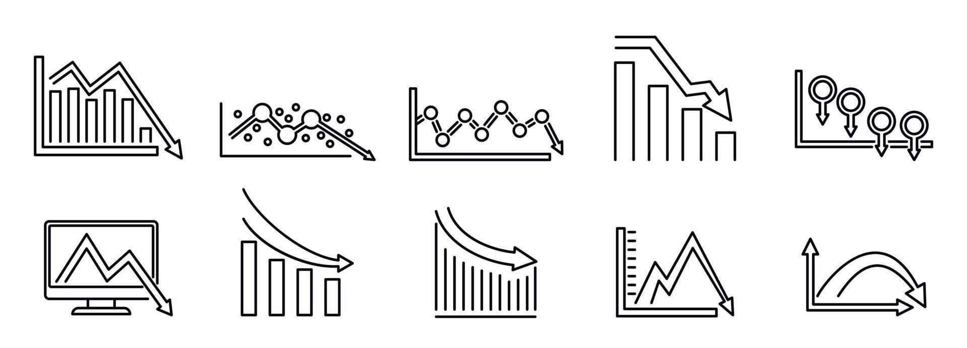 Regression Chart Icons Set Outline Style 8843268 Vector Art At Vecteezy