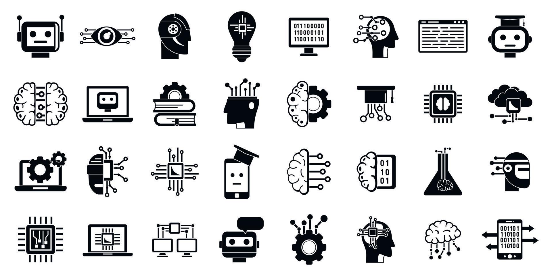 Machine learning data icons set, simple style 8845066 Vector Art at ...