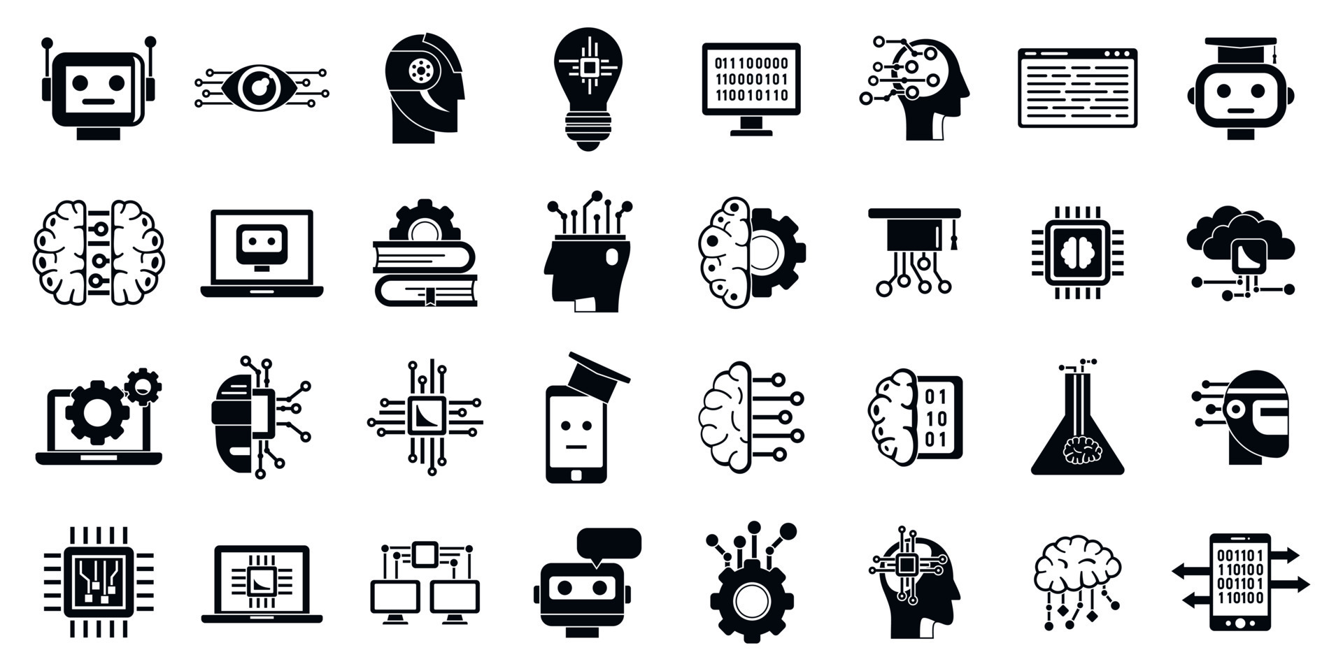 Machine learning data icons set, simple style 8845066 Vector Art at ...