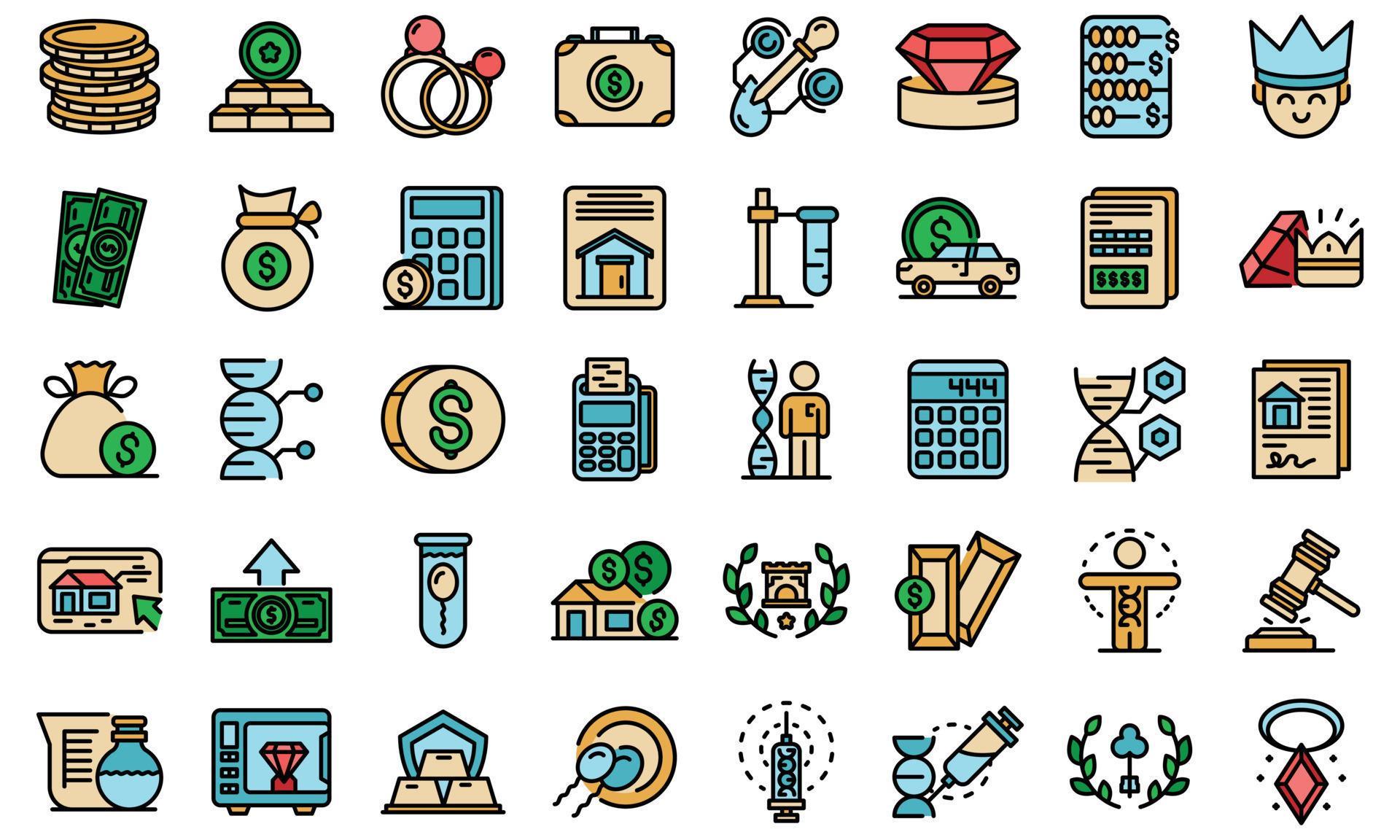 Inheritance icons set vector flat 8845633 Vector Art at Vecteezy